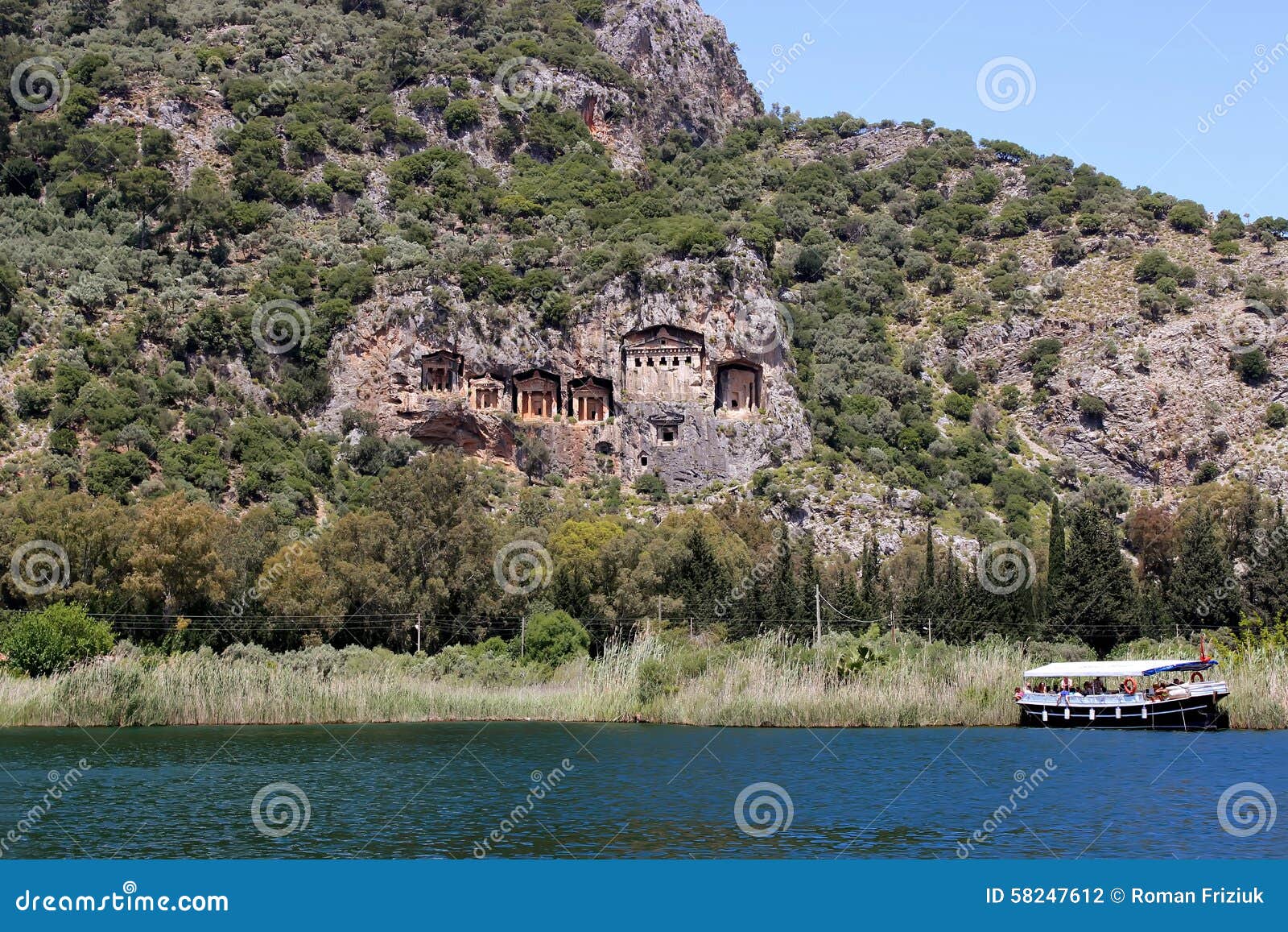 Kaunian Rock Tombs in Dalyan, Ortaca, Turkey Stock Photo - Image of ...
