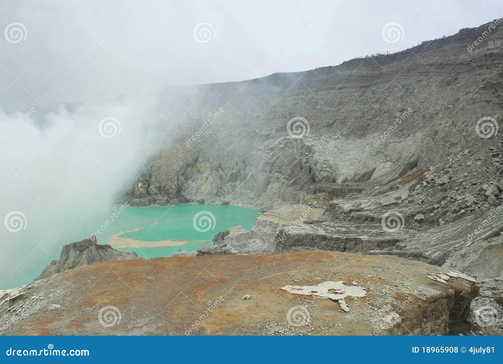 Kawah Ijen Crater - East Java Stock Photo - Image of indonesia, grey ...