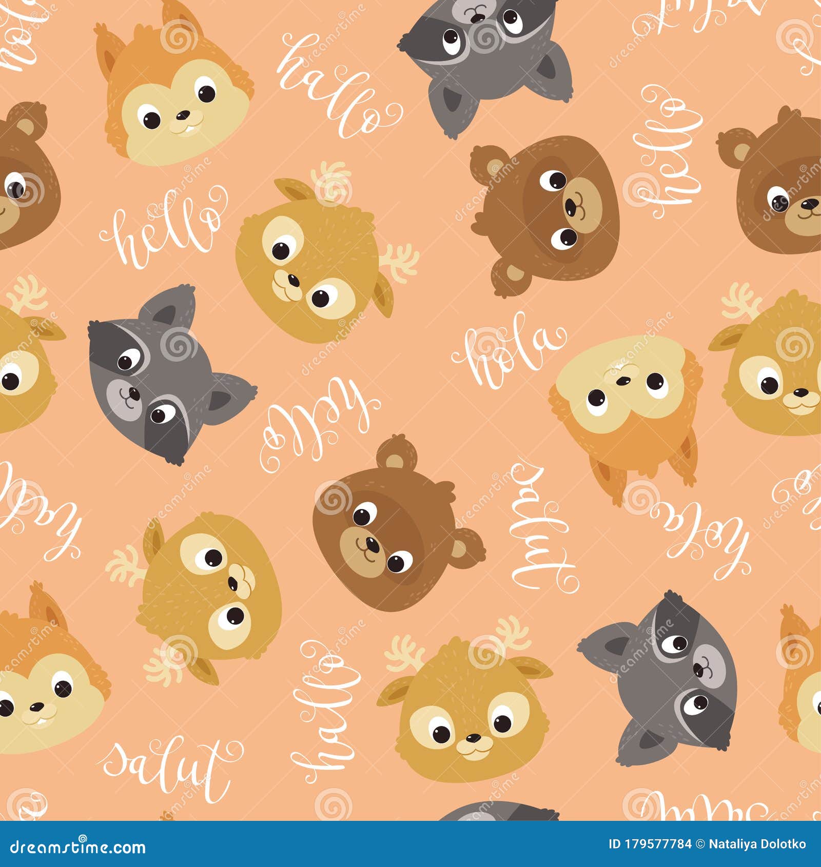 Kawaii Animals Seamless Vector Pattern Stock Vector - Illustration of ...