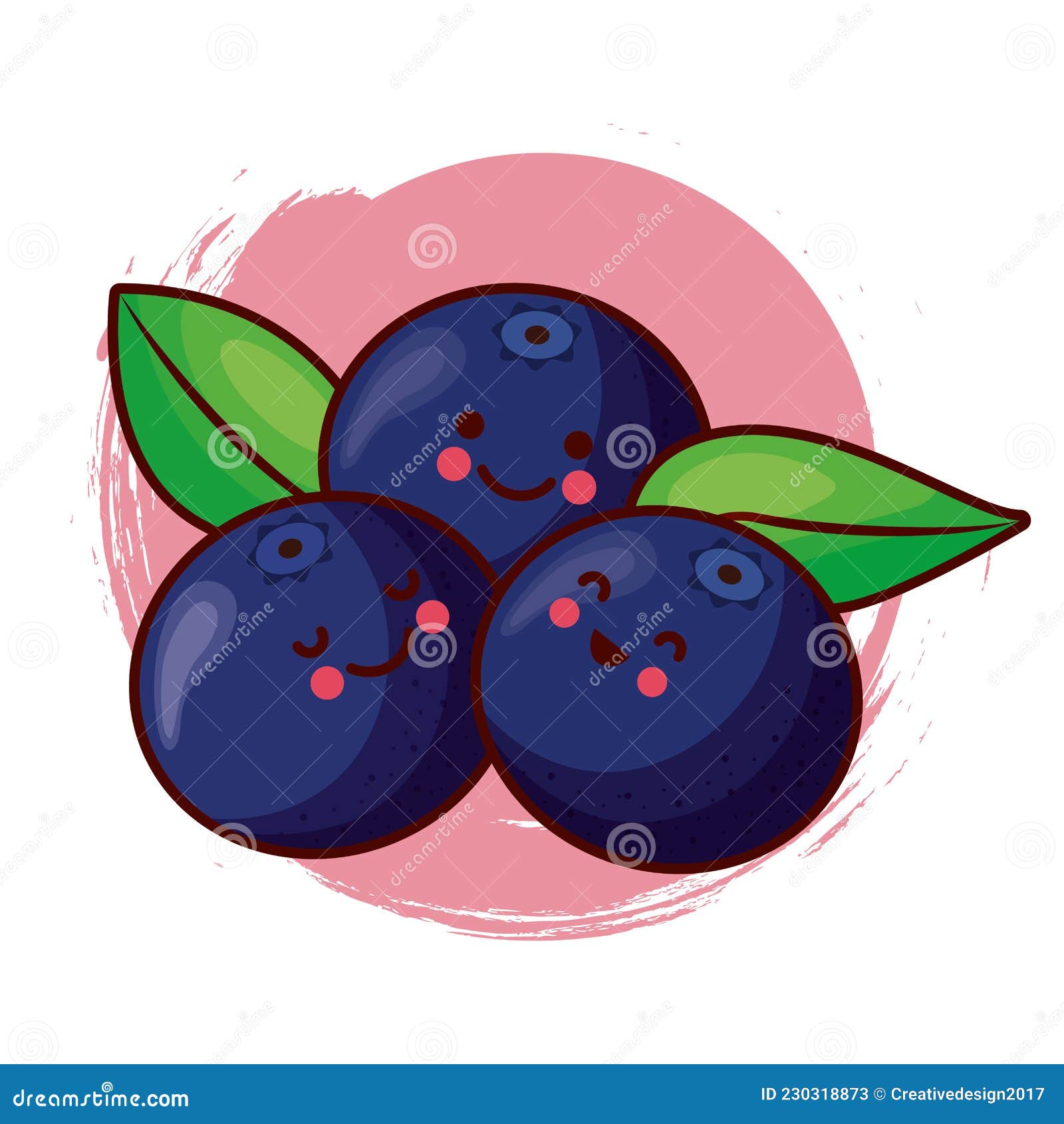 Kawaii Blueberries Character Stock Vector - Illustration of plum ...