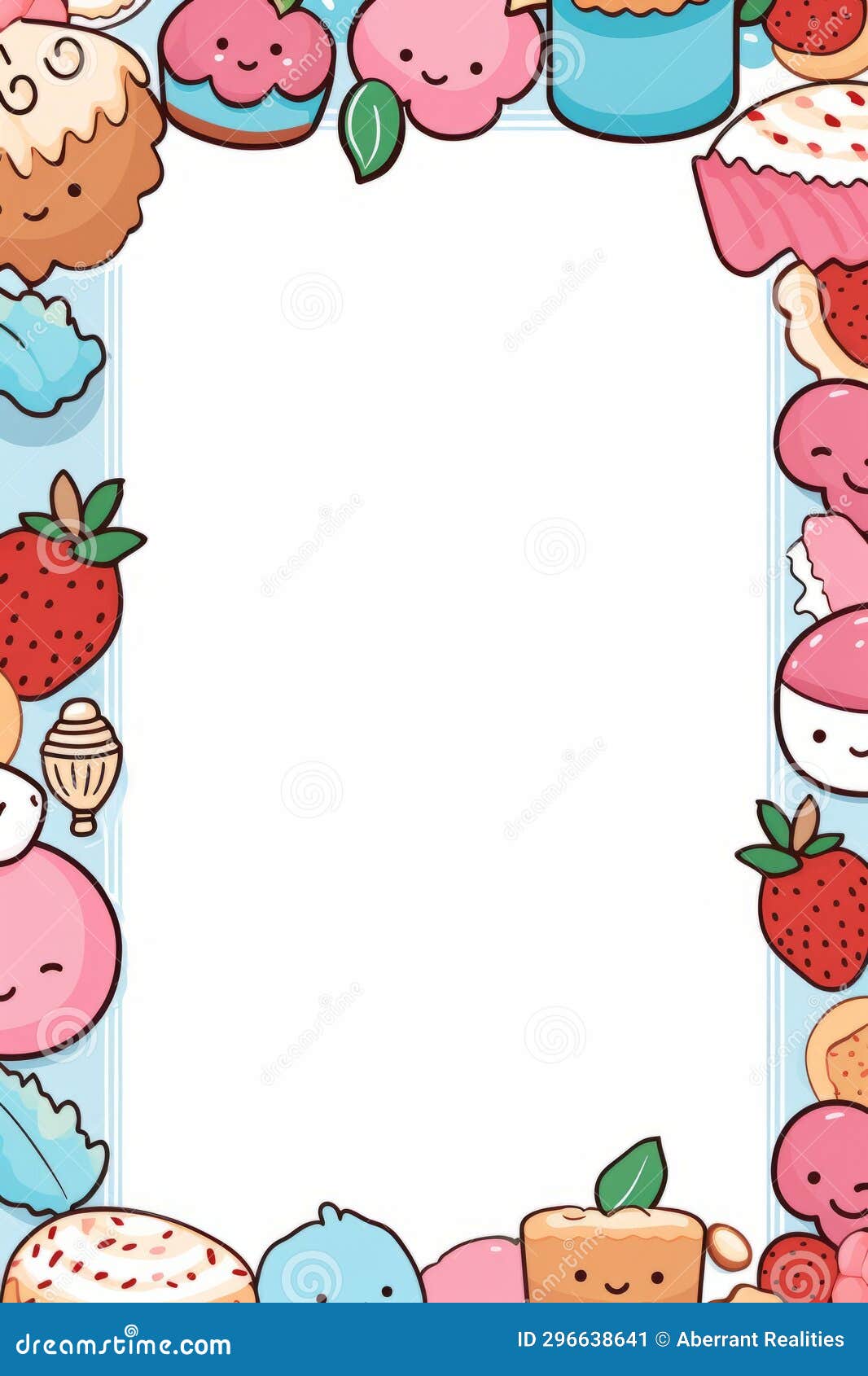 Kawaii Border Frame with Sweets and Fruit Stock Illustration ...