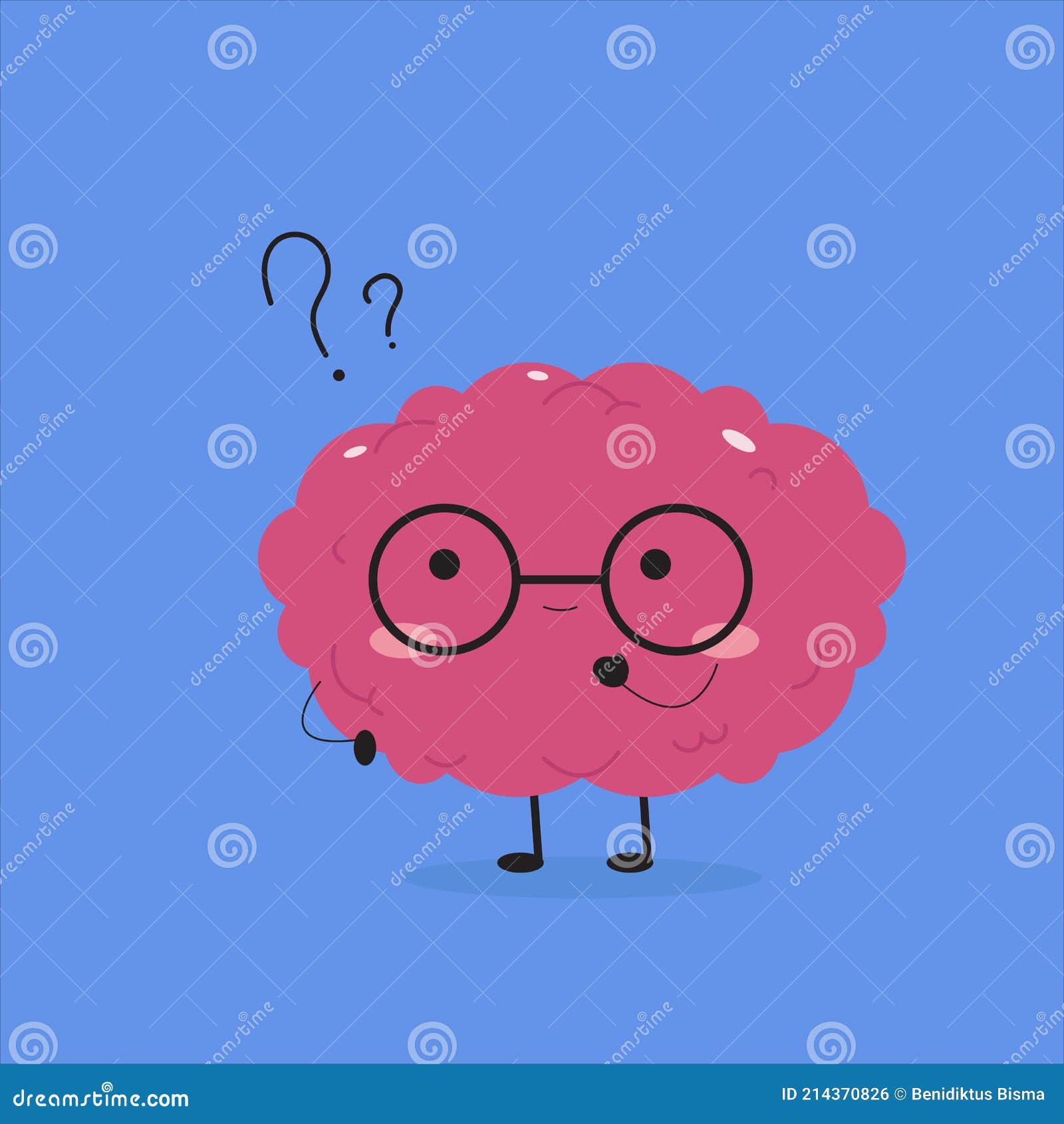 Brain Feeling Dizzy Comic Character Representing Intellect And ...
