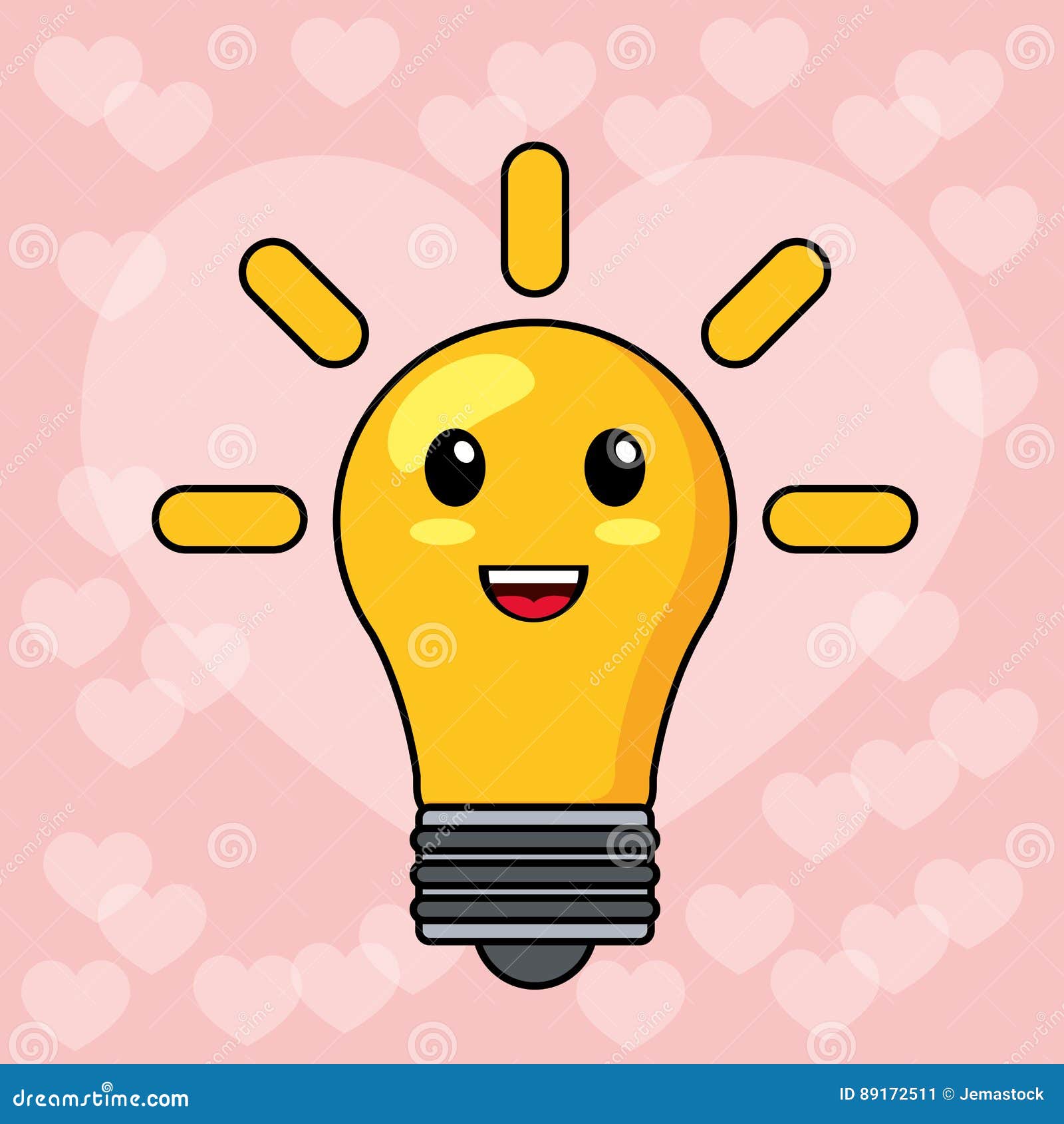 Kawaii bulb light smile stock illustration. Illustration of happy ...