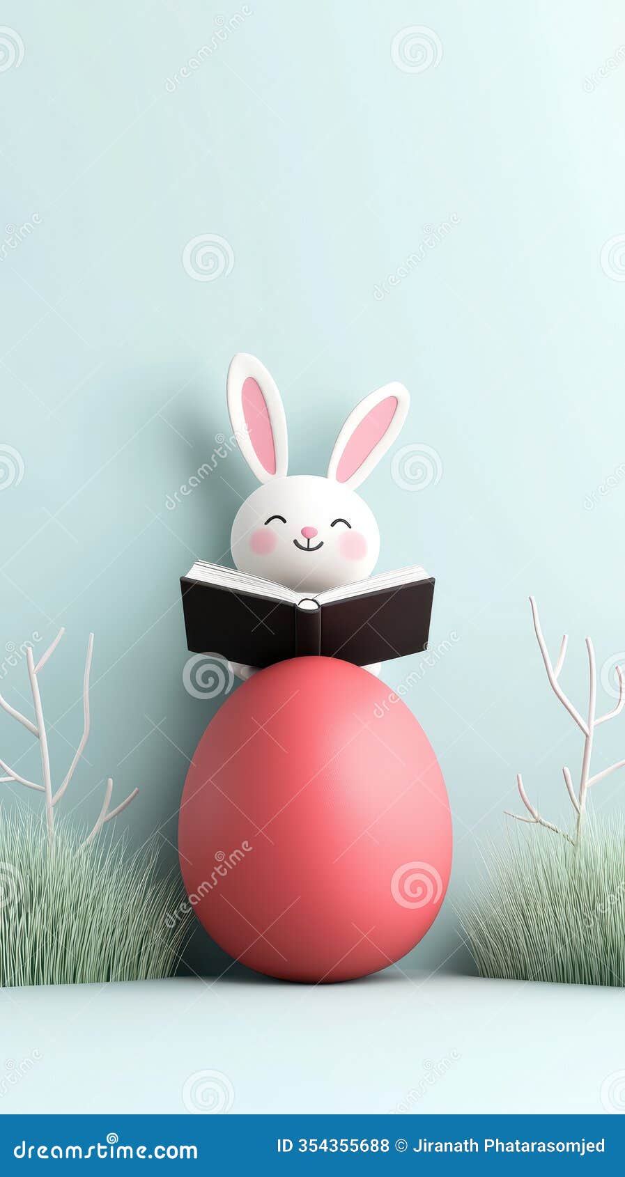 Bunny Reading Bedtime Storybook Coloring Page For Kids Royalty-Free ...