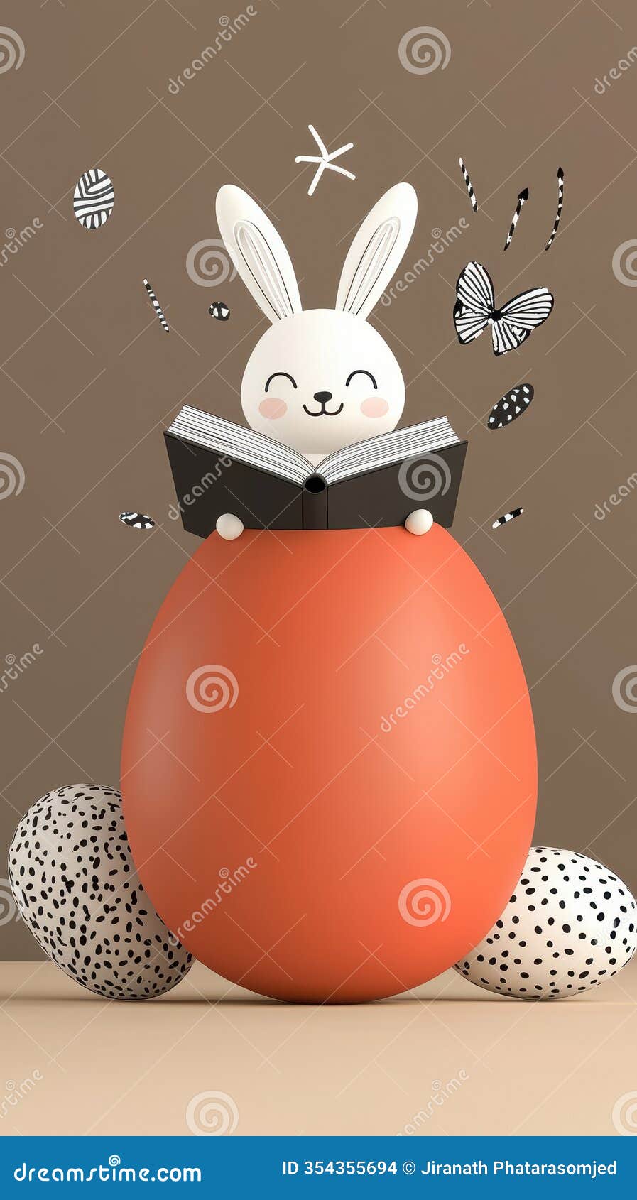 Bunny Reading Bedtime Storybook Coloring Page For Kids Royalty-Free ...