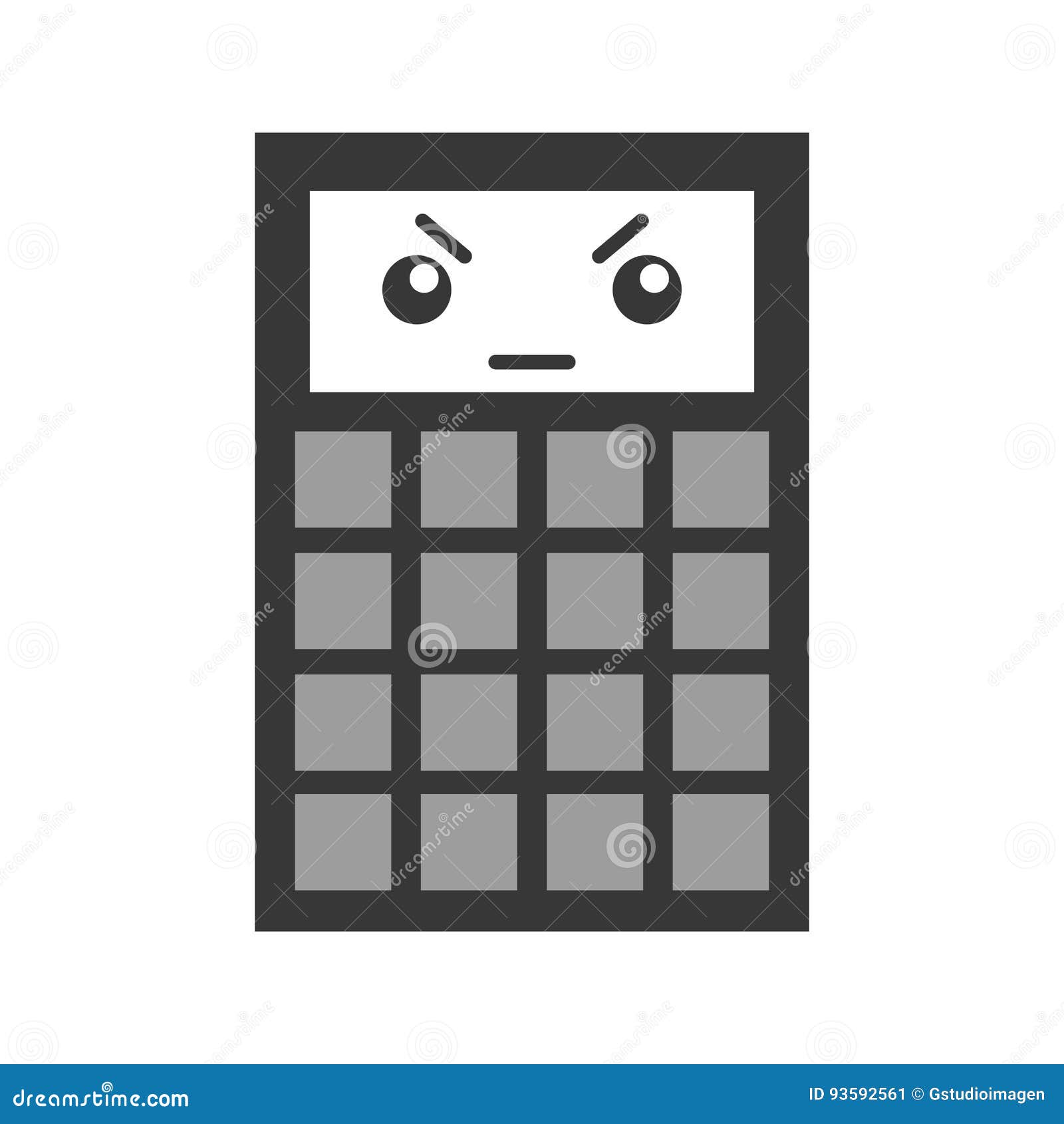 Kawaii calculator cartoon stock vector. Illustration of computer - 93592561