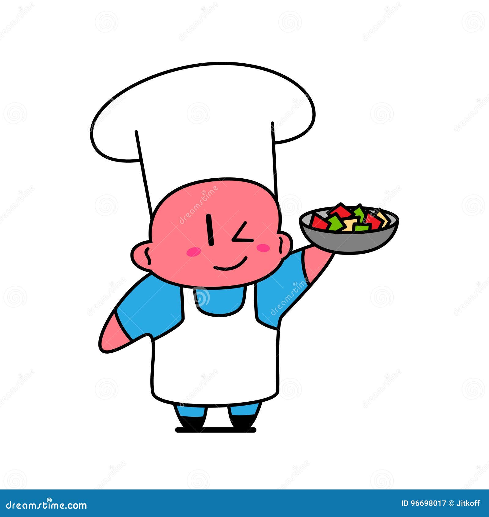 Kawaii Chef in Big White Hat. Stock Vector - Illustration of cooking ...