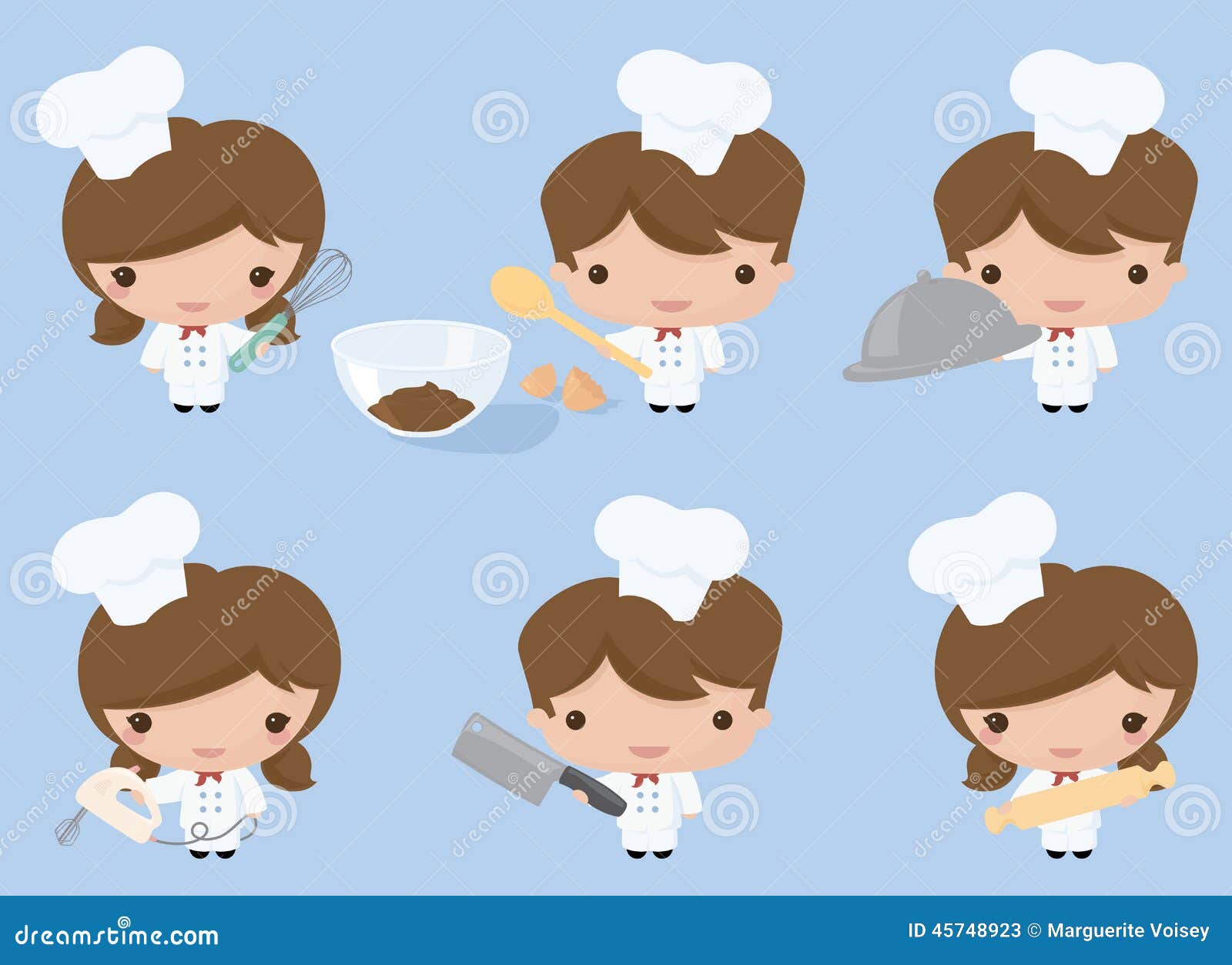 Kawaii Chefs stock vector. Illustration of wooden, cleaver - 45748923