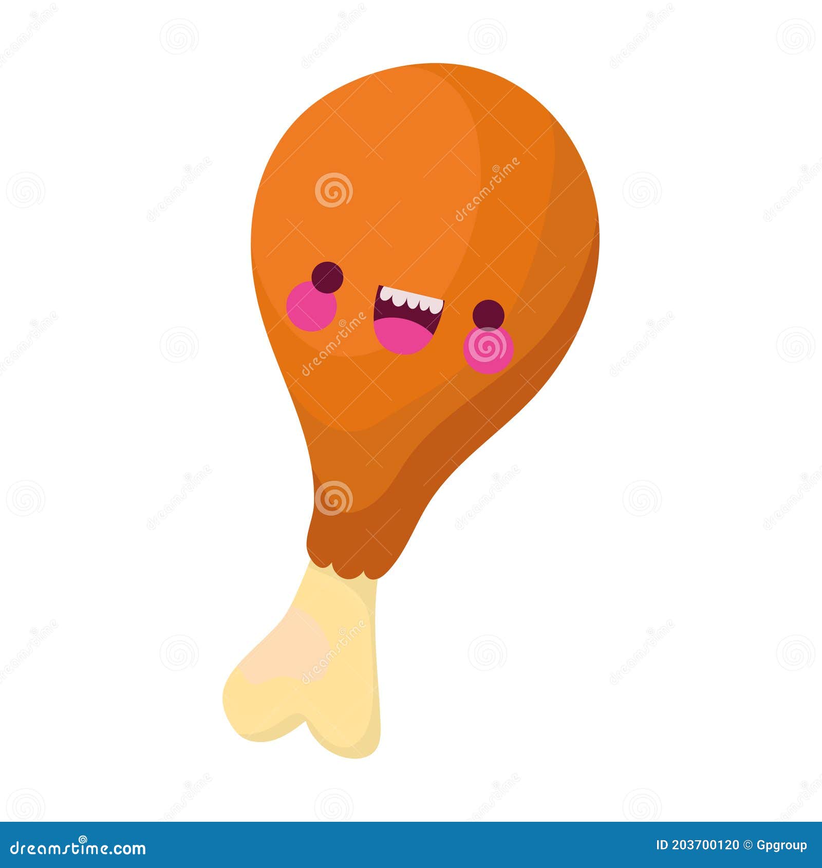 Kawaii Chicken Leg with One Smiling Face Stock Vector - Illustration of ...