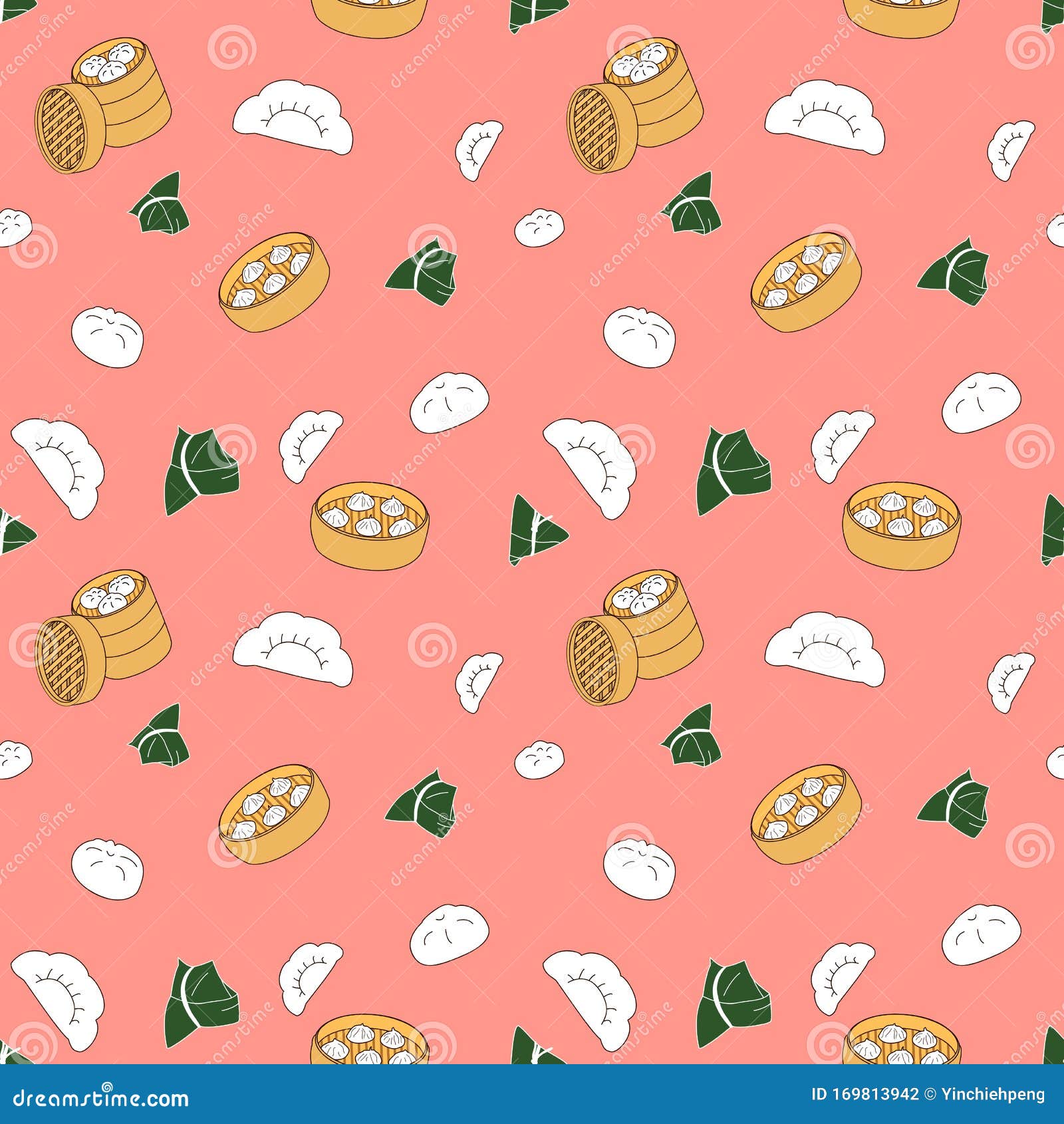 Chinese Dumpling Cute Kawaii Vector Character