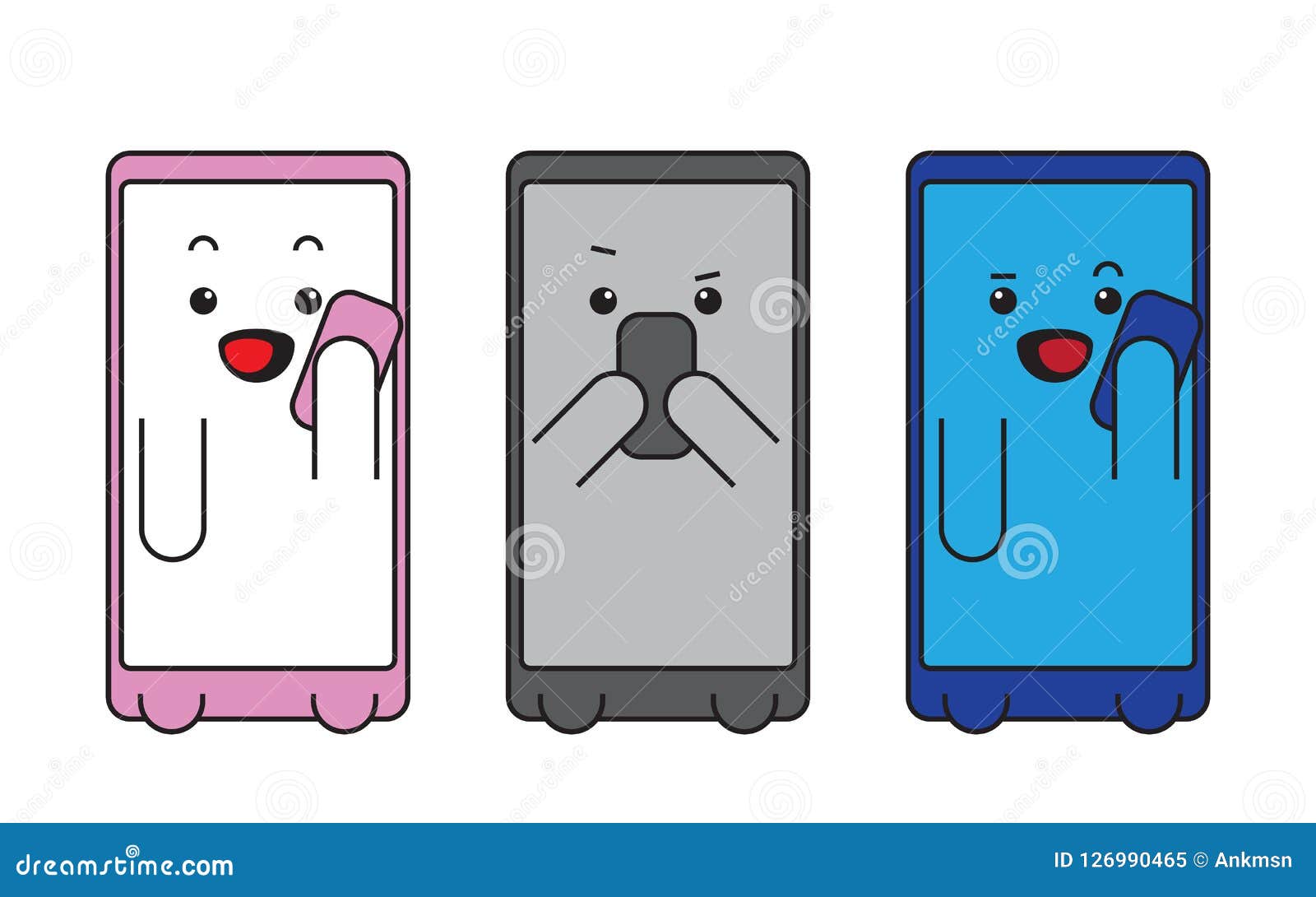 Kawaii Communicating on Smartphone Conversation and Messages Stock ...