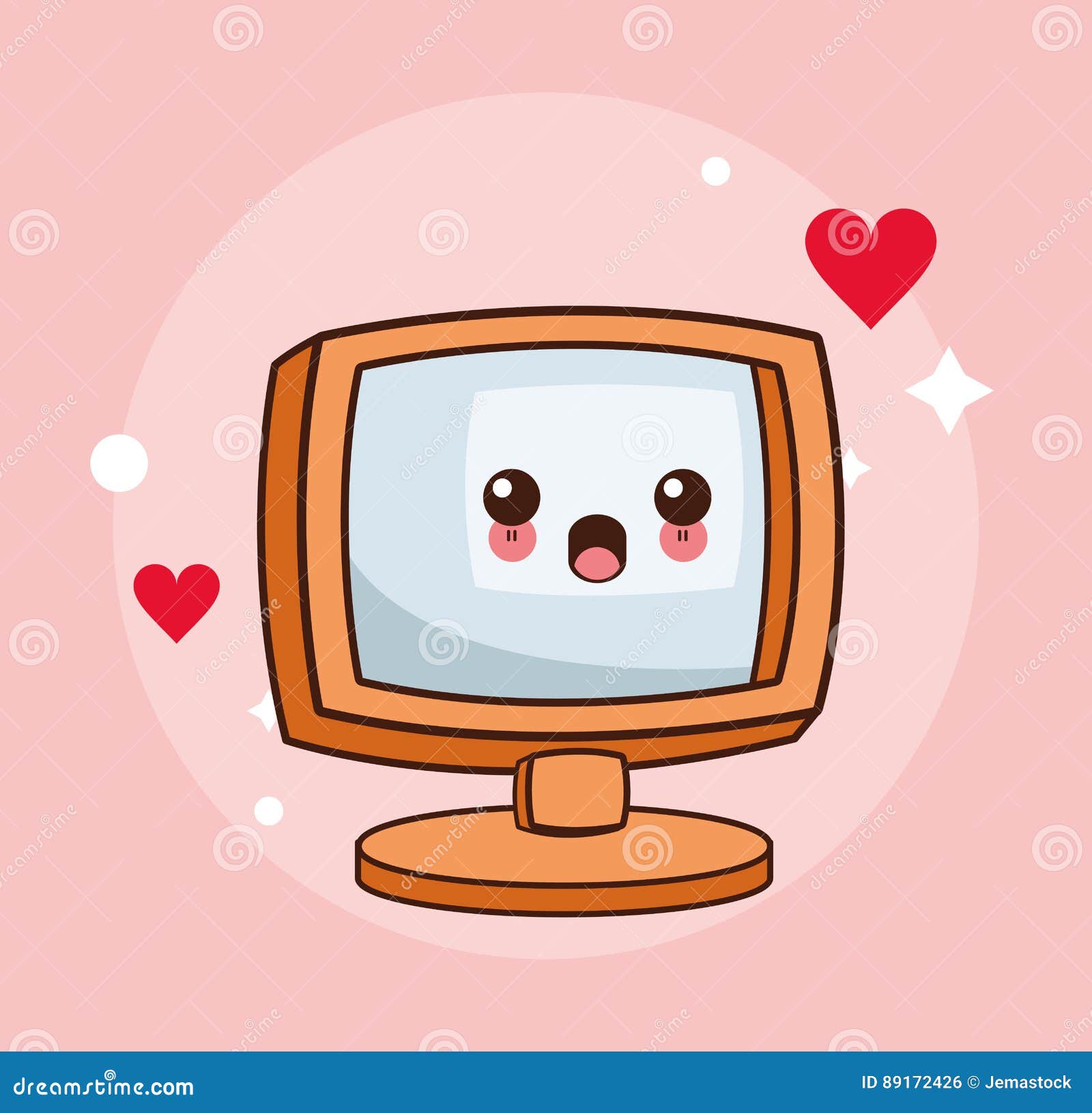 Kawaii computer cute image stock illustration. Illustration of laptop ...
