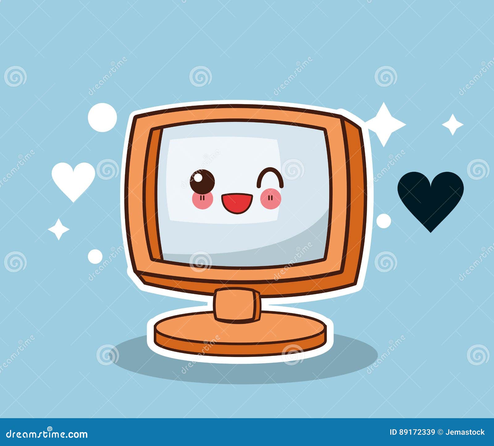Kawaii Computer Monitor Image Stock Illustration - Illustration of ...