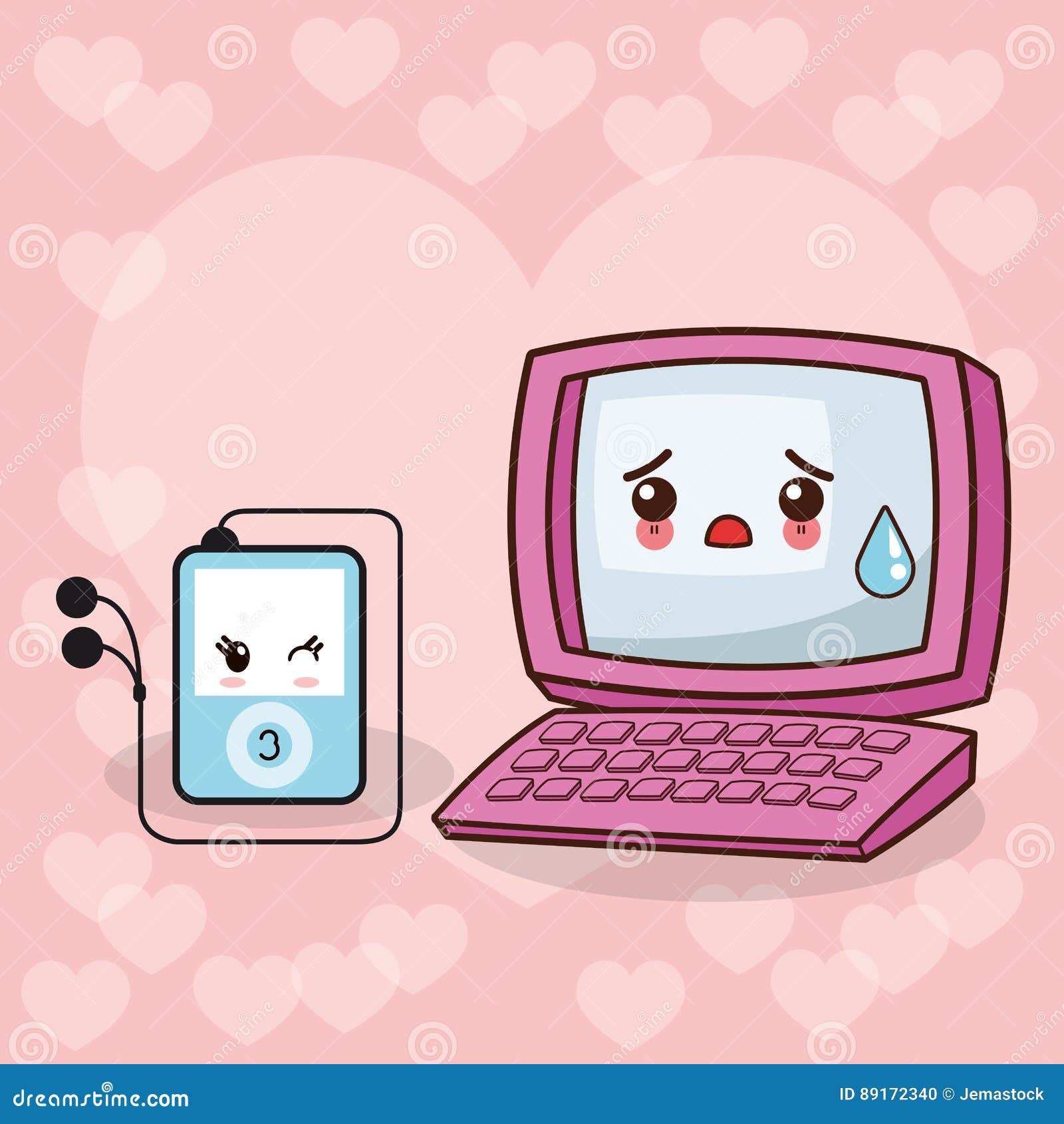 Kawaii Computer Mp3 Technology Stock Illustration - Illustration of ...