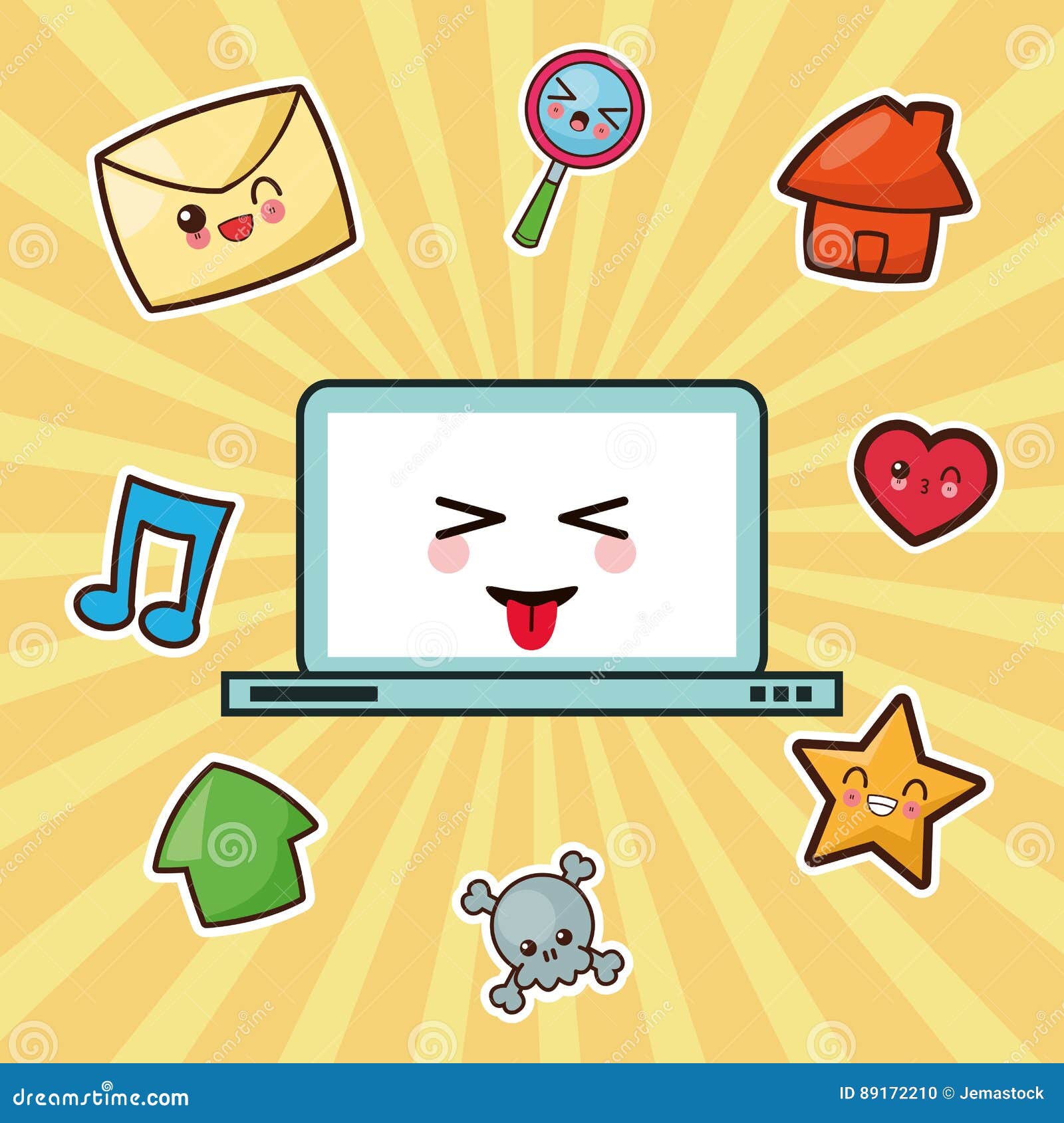 Kawaii Computer Technology Image Stock Illustration - Illustration of ...
