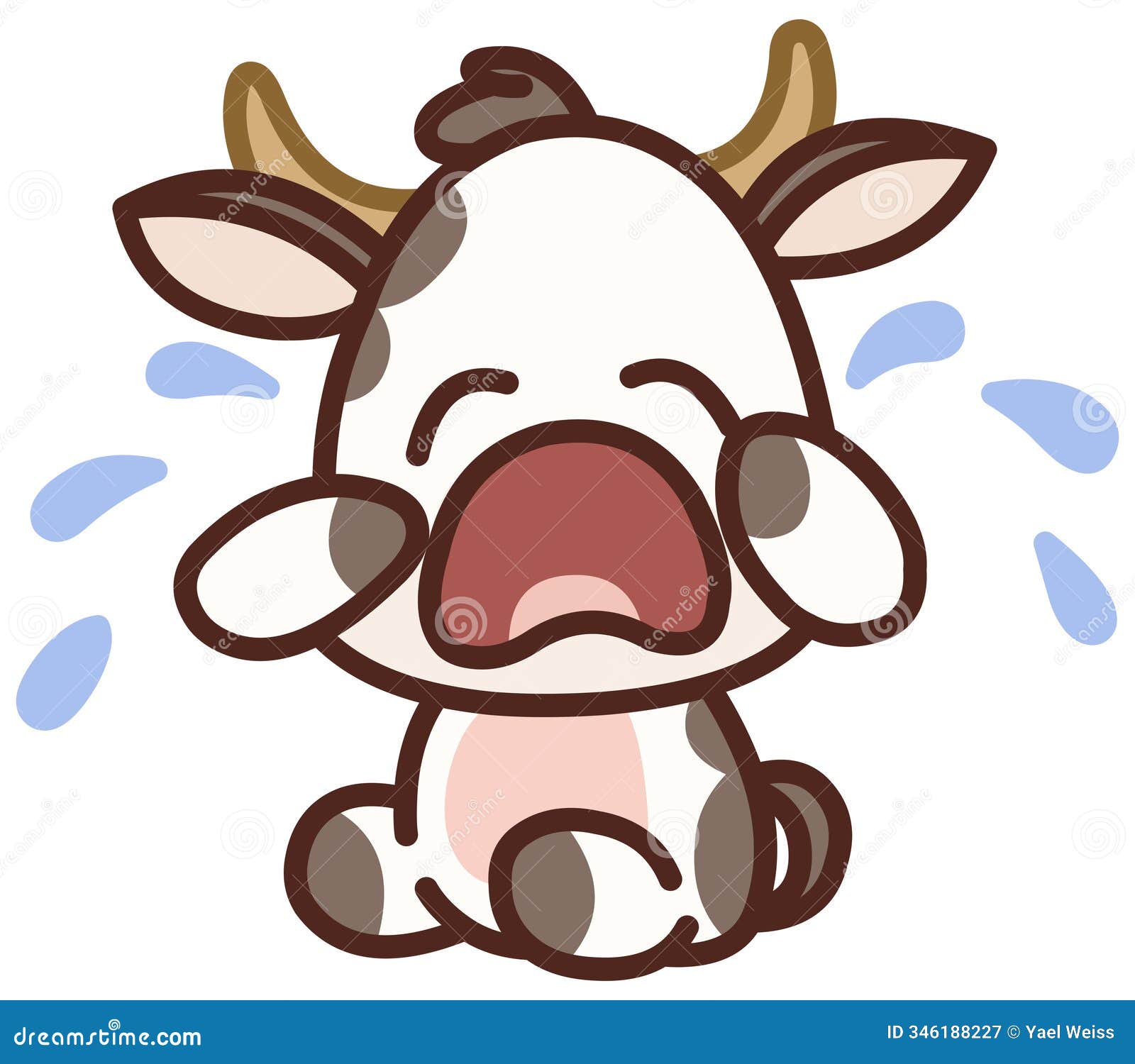Kawaii Cow Loudly Crying stock illustration. Illustration of chibi ...
