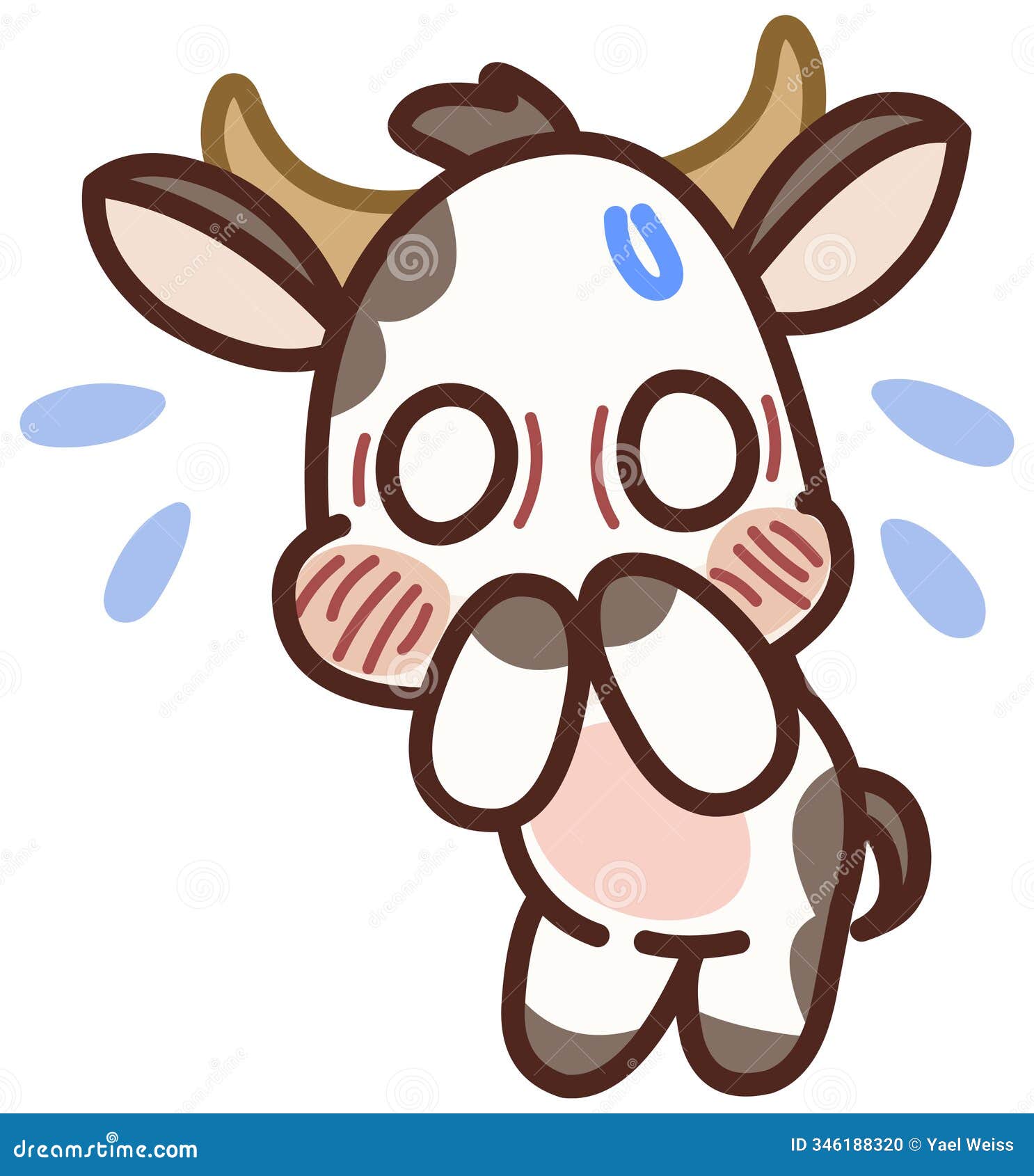 Kawaii Cow Shock Expression Stock Illustration - Illustration of anime ...