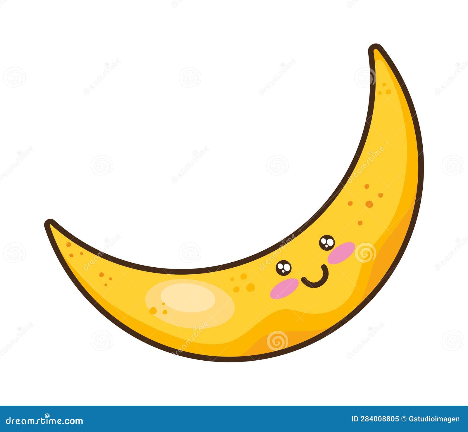Kawaii crescent moon stock vector. Illustration of emoji - 284008805