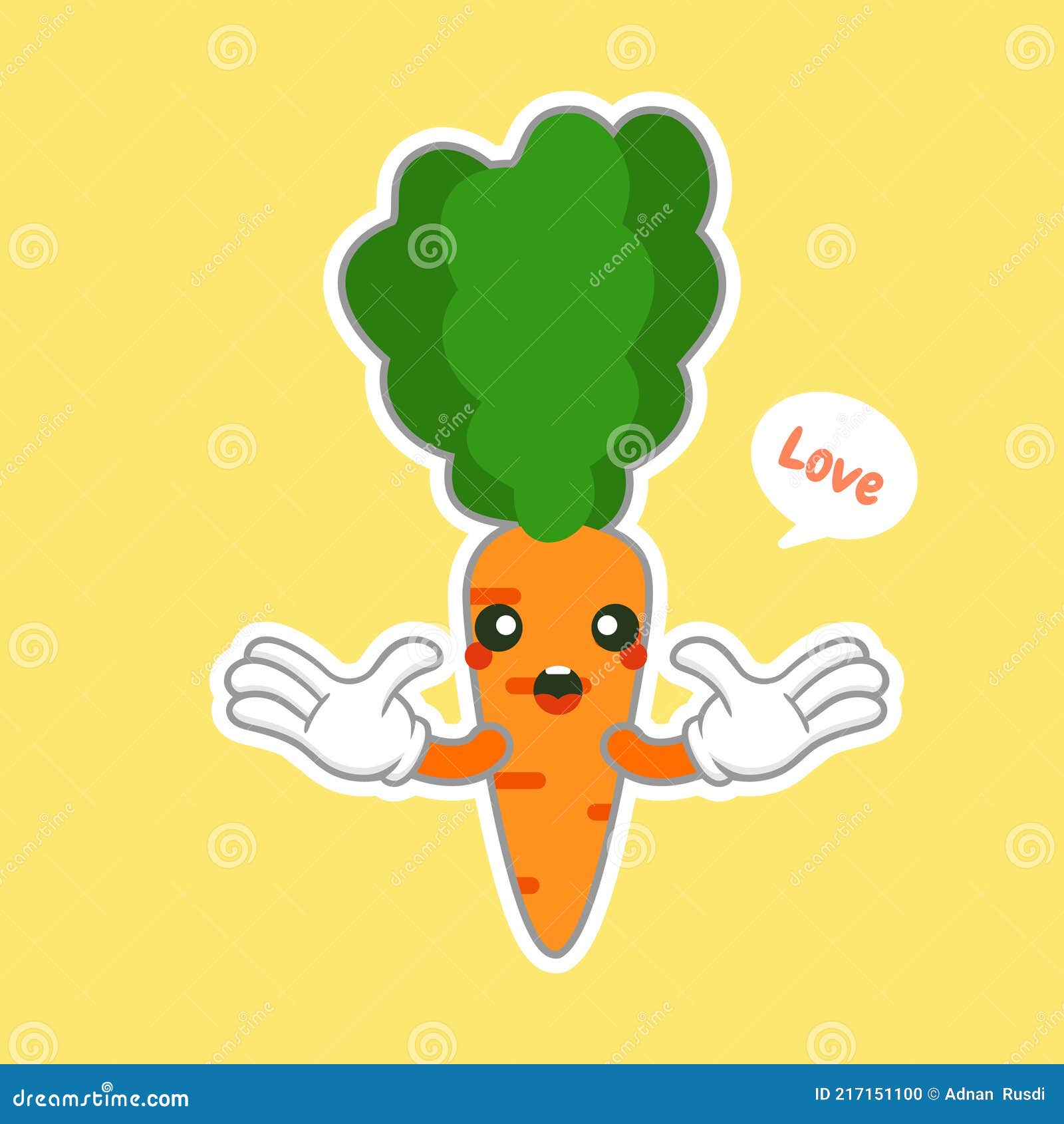 Kawaii And Cute Carrot Emoji Character Isolated On Color Background