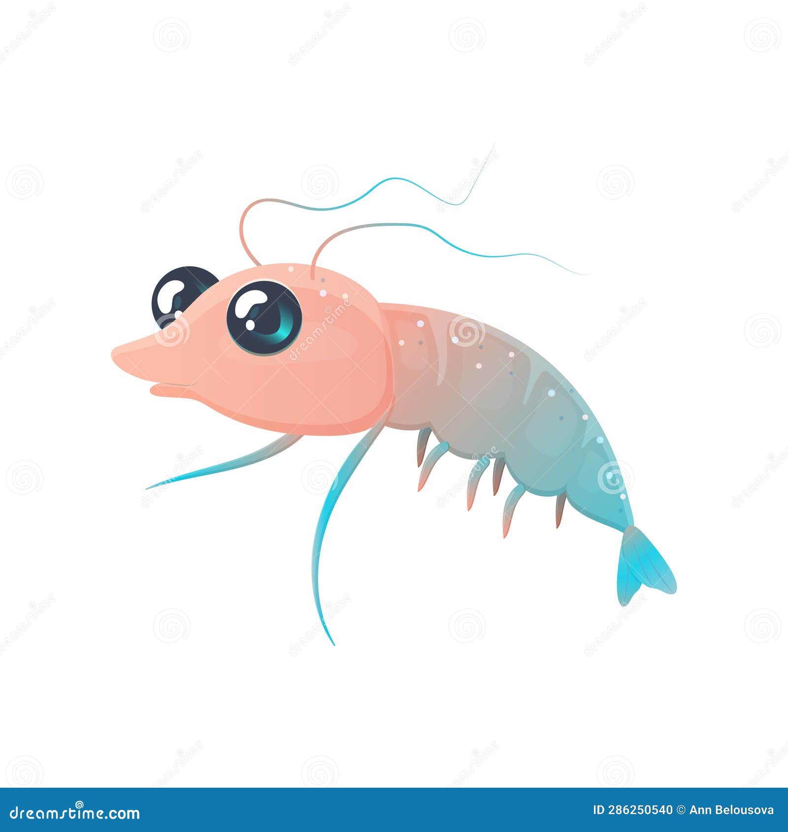 Kawaii Cute Shrimp Vector Illustration. Sea Creatures Stock ...