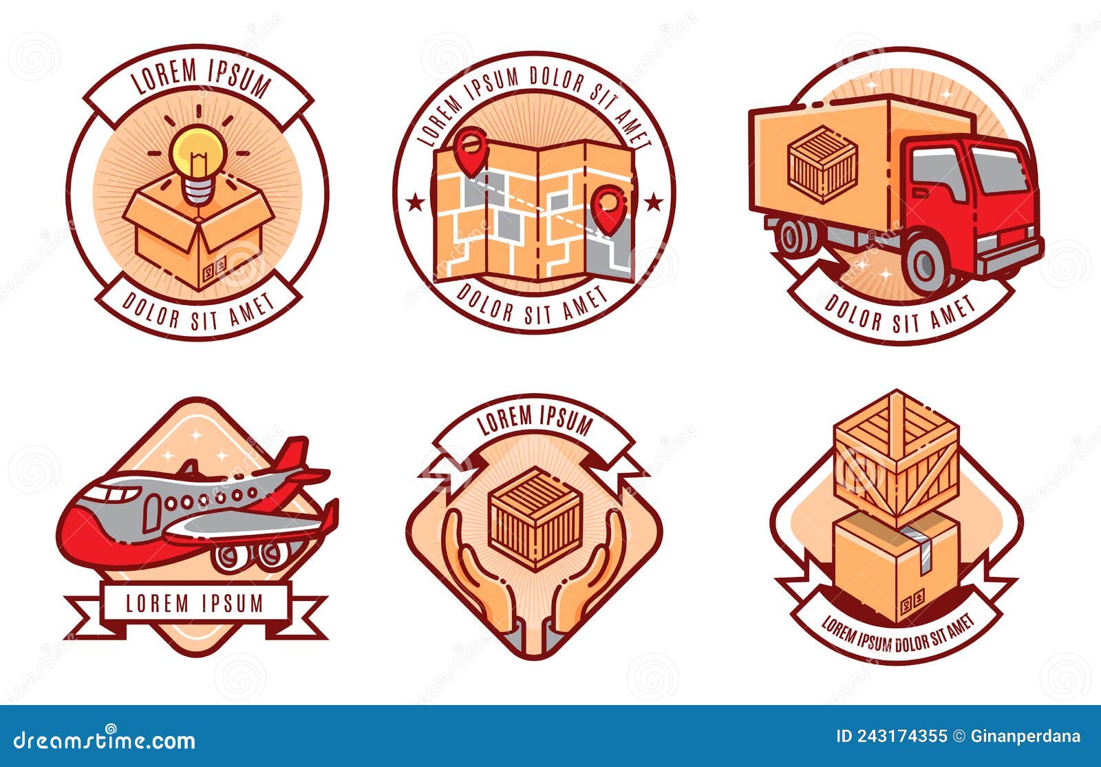 Courrierr Shipping Delivery Logo Badge Set Stock Vector - Illustration ...