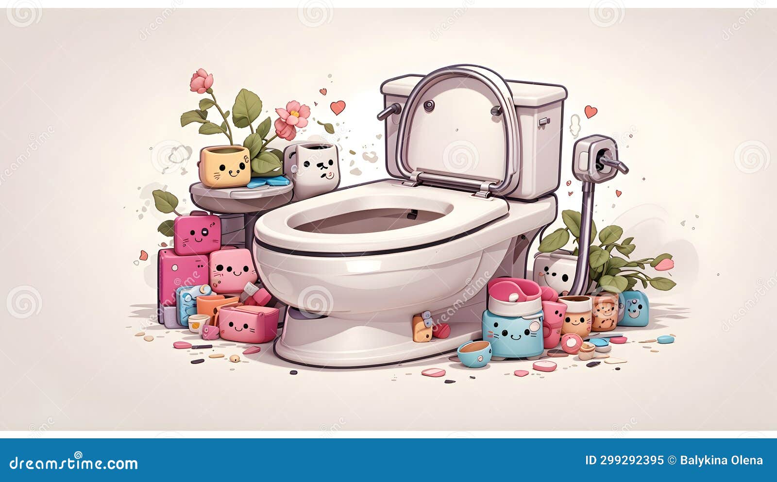 Kawaii cute toilet stock illustration. Illustration of sanitary - 299292395