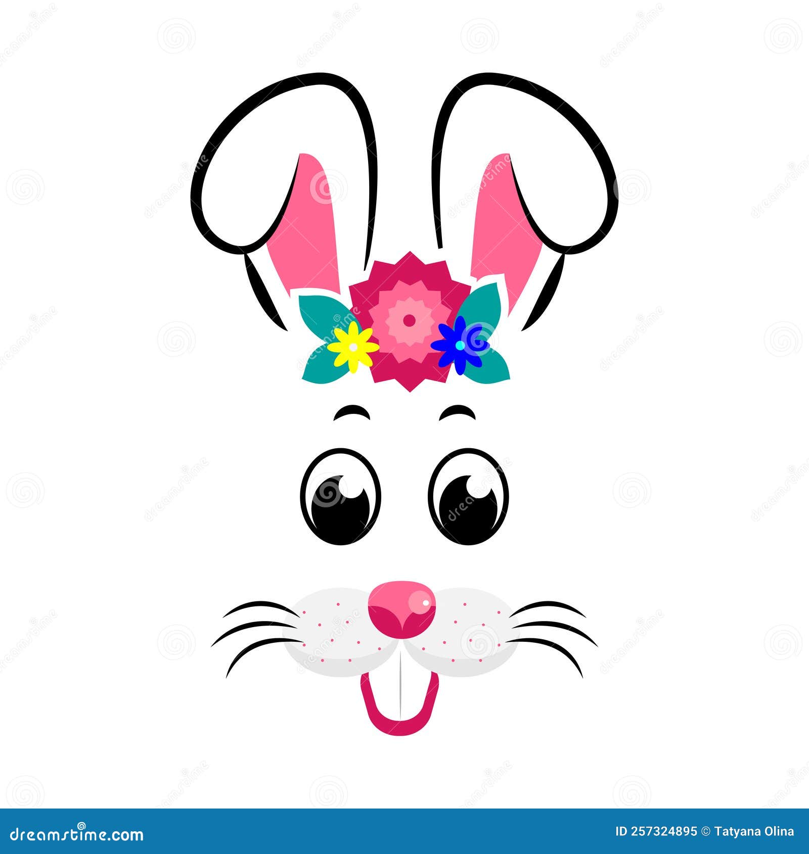 Kawaii Easter Bunny. Vector Illustration Stock Vector - Illustration of ...