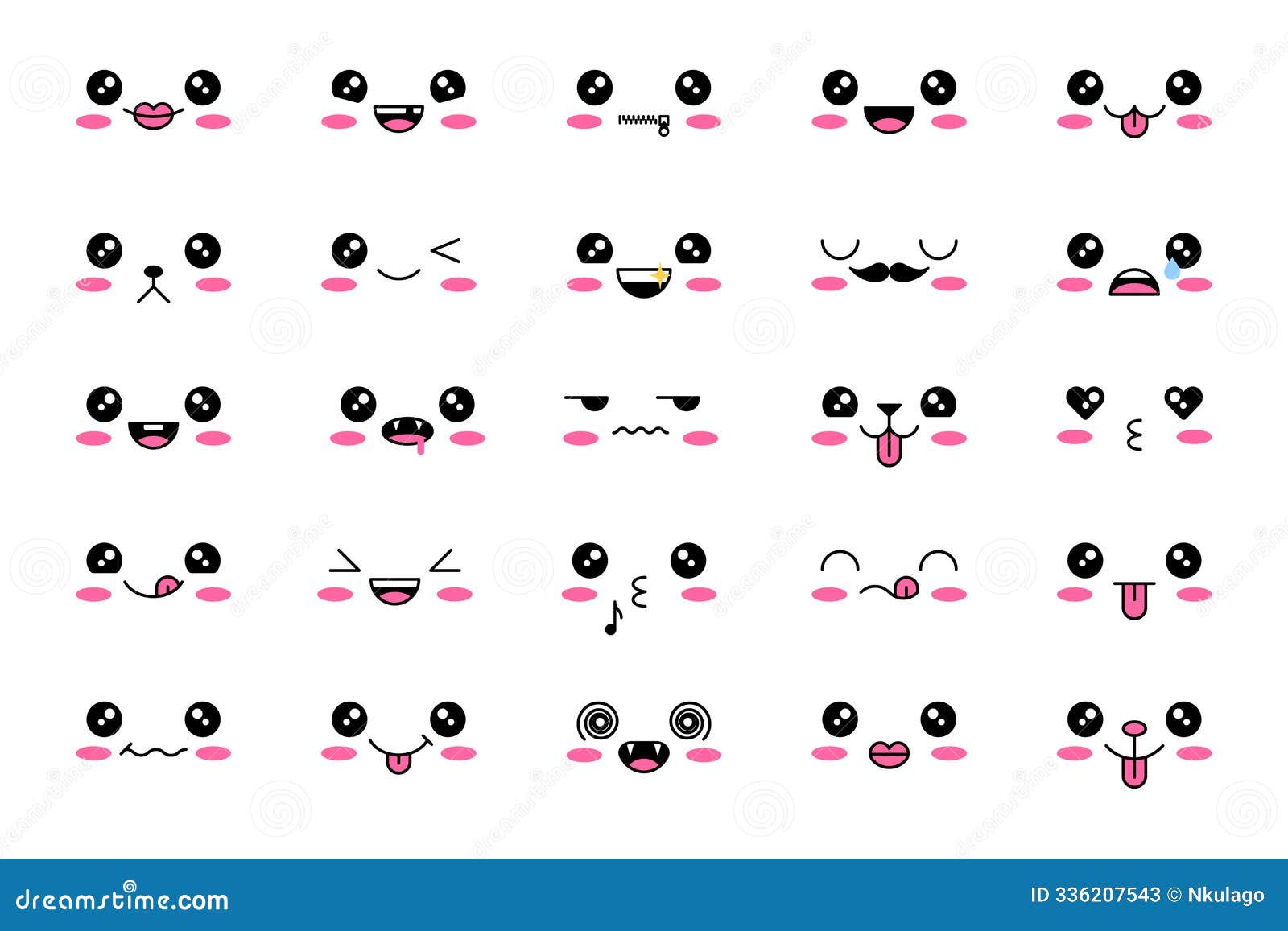 Set Of Emoticons. Cute Emoji Icons. Big Collection With Different ...