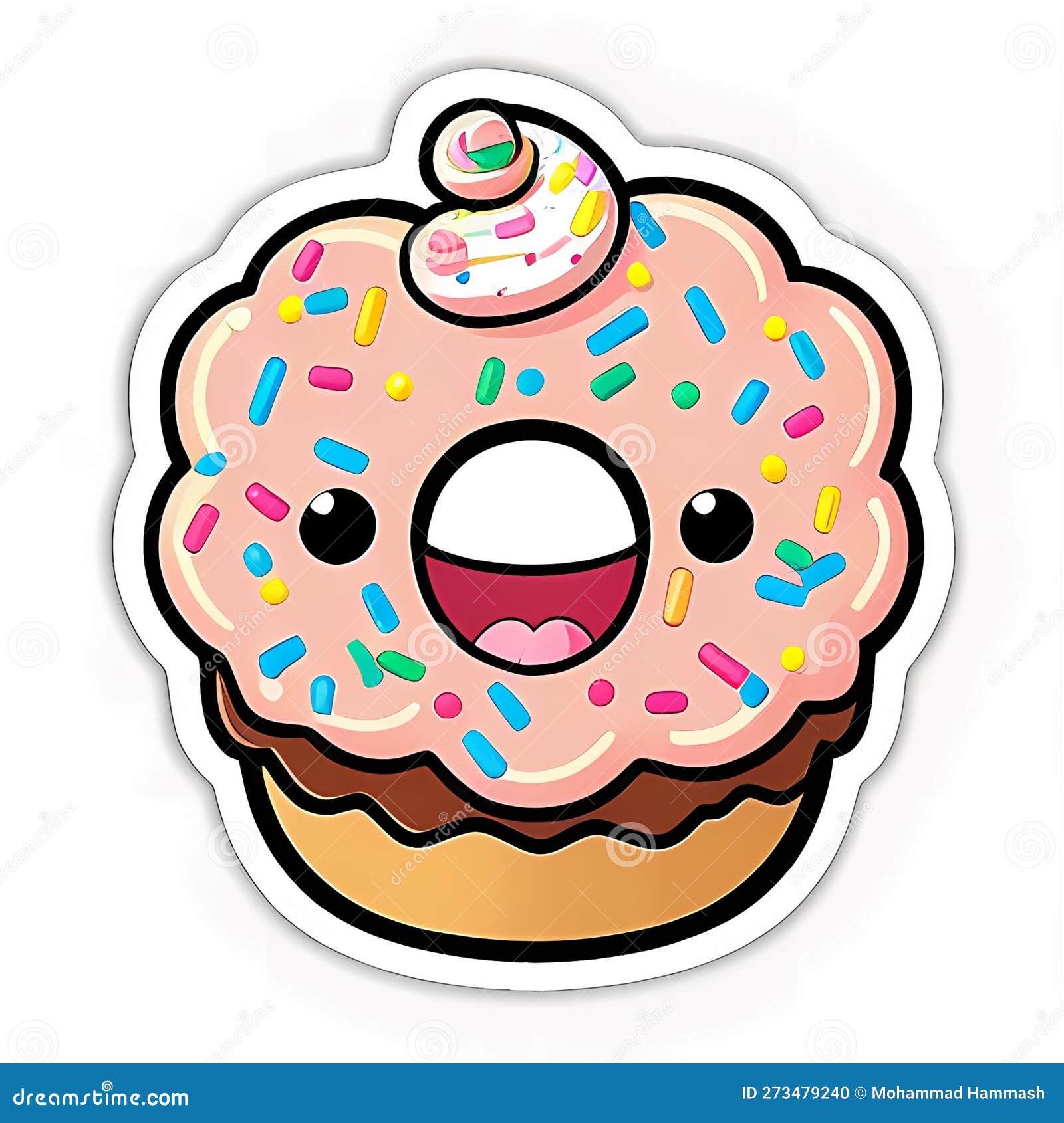 Kawaii Focus Sticker, Made with Generative AI Stock Illustration ...