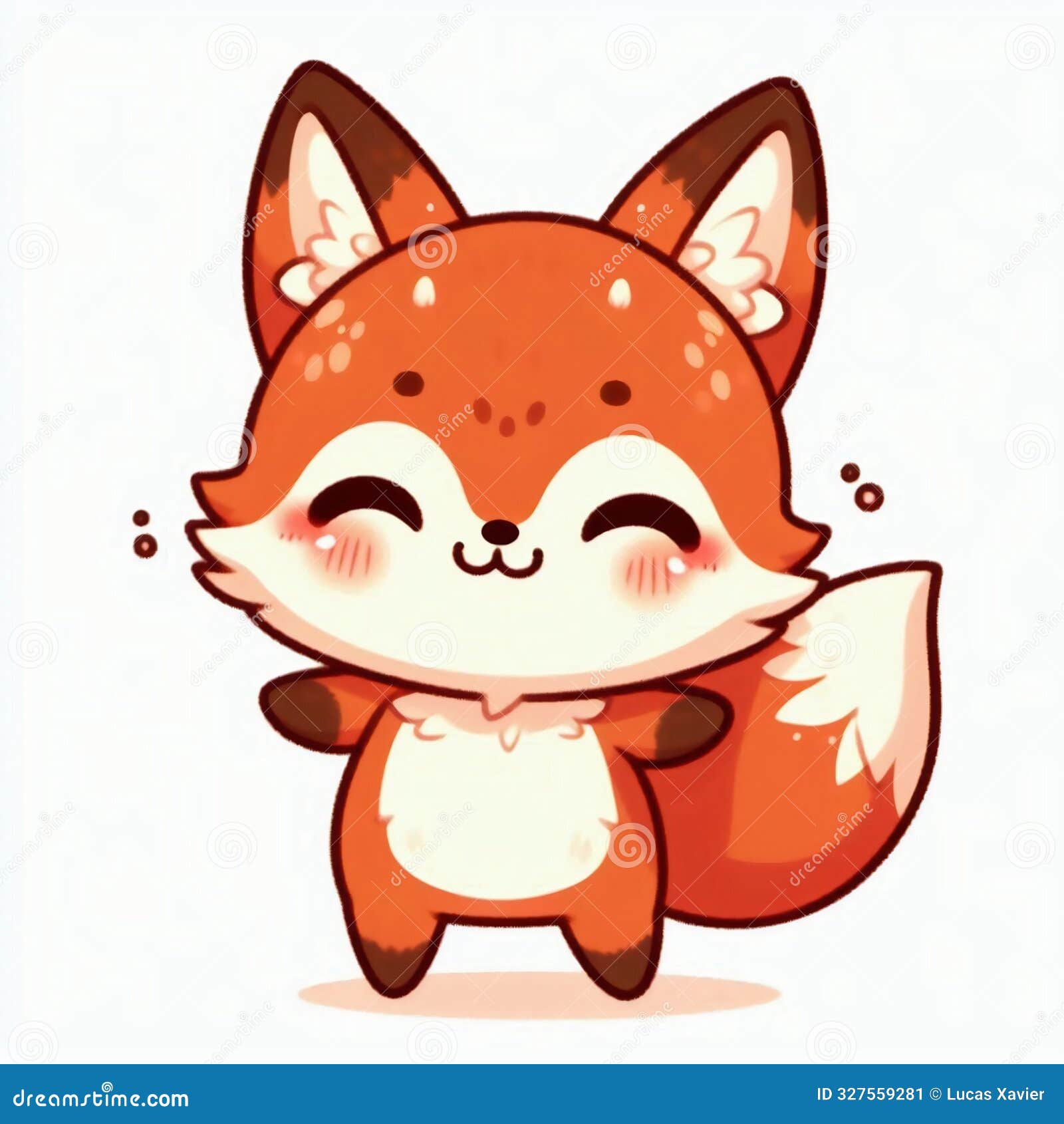 Kawaii fox stock illustration. Illustration of foxy - 327559281