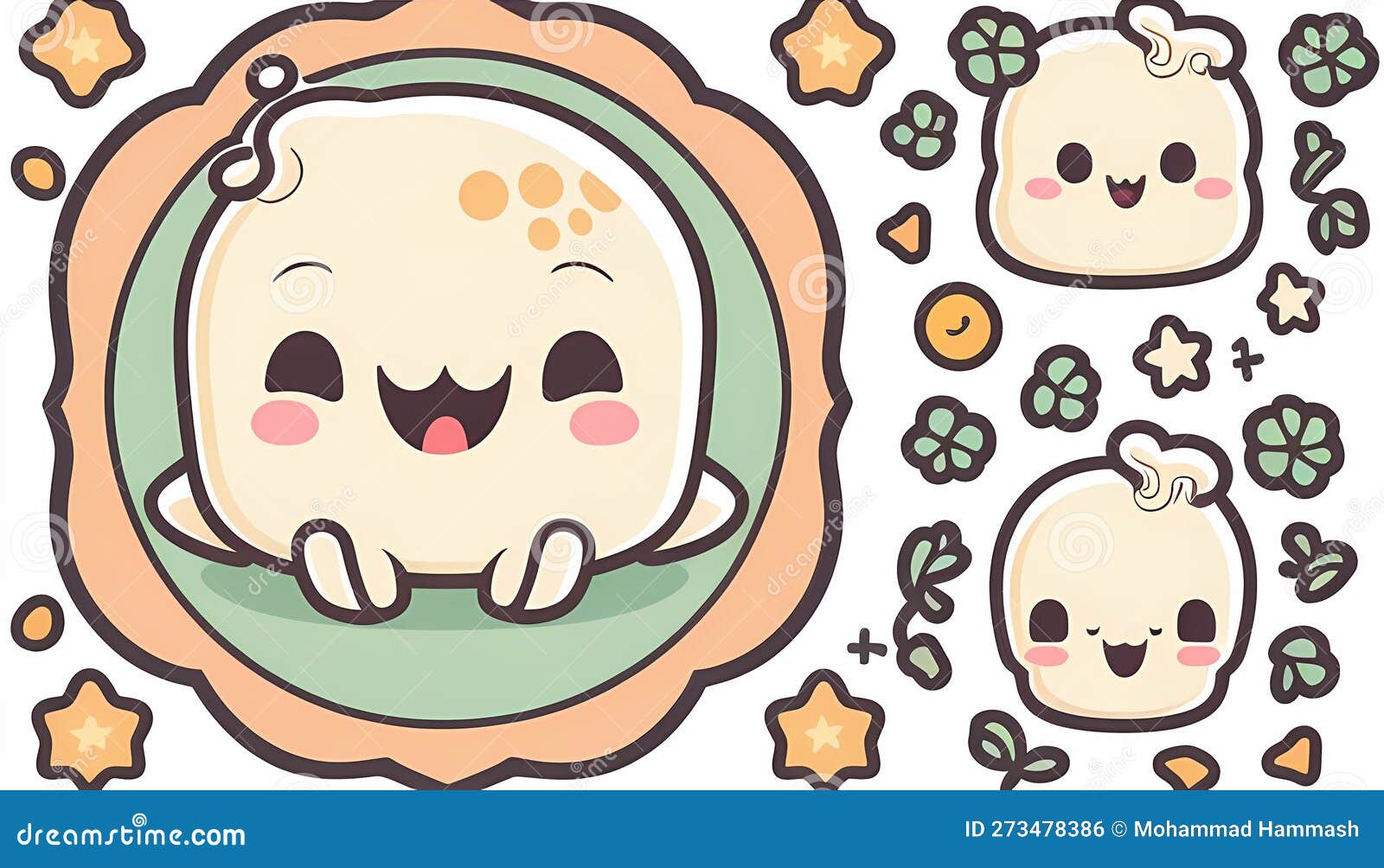 Kawaii Ghost Sticker, Made with Generative AI Stock Illustration ...