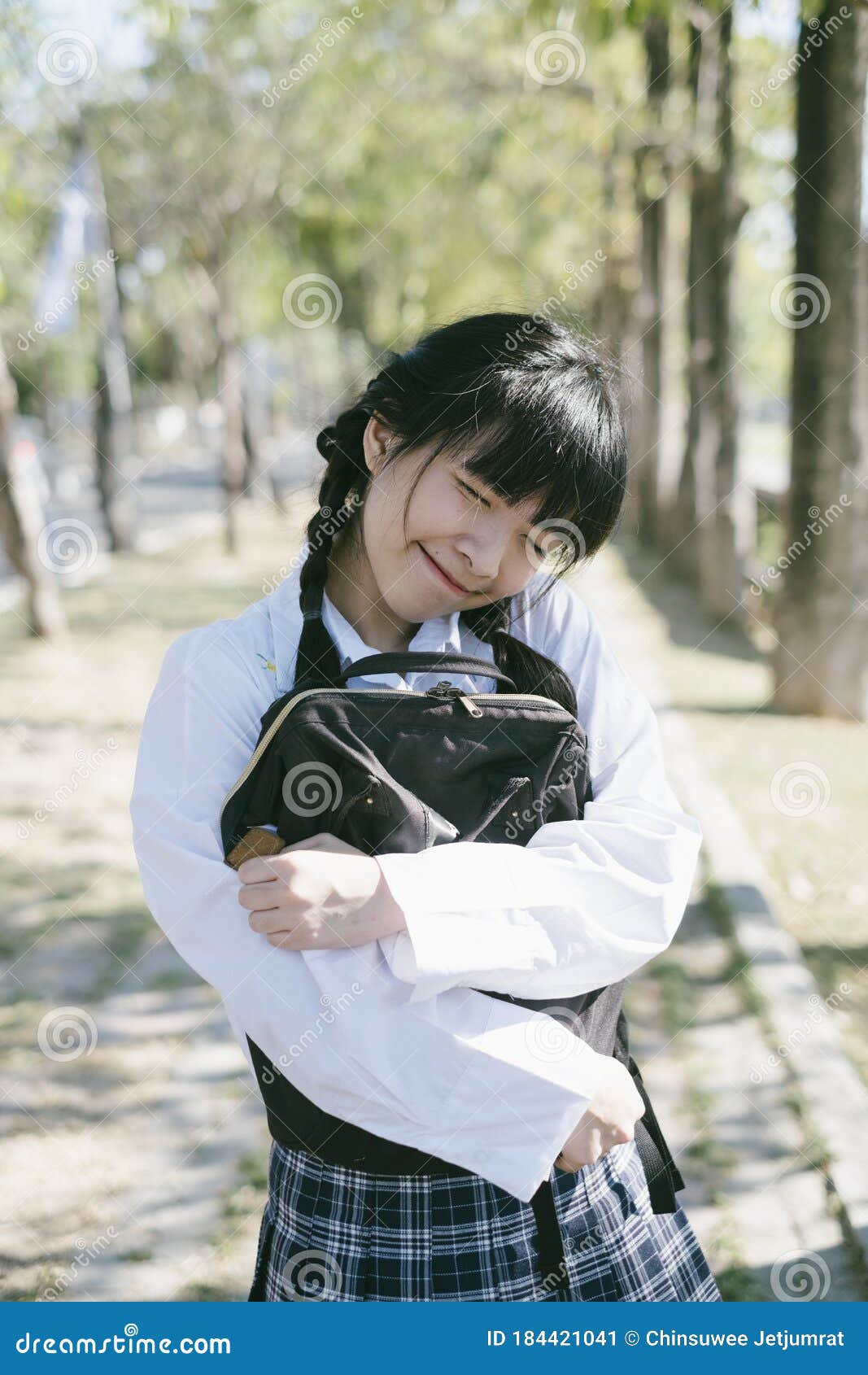Kawaii Girl and Her Backpack Stock Image - Image of happy, kawaii ...