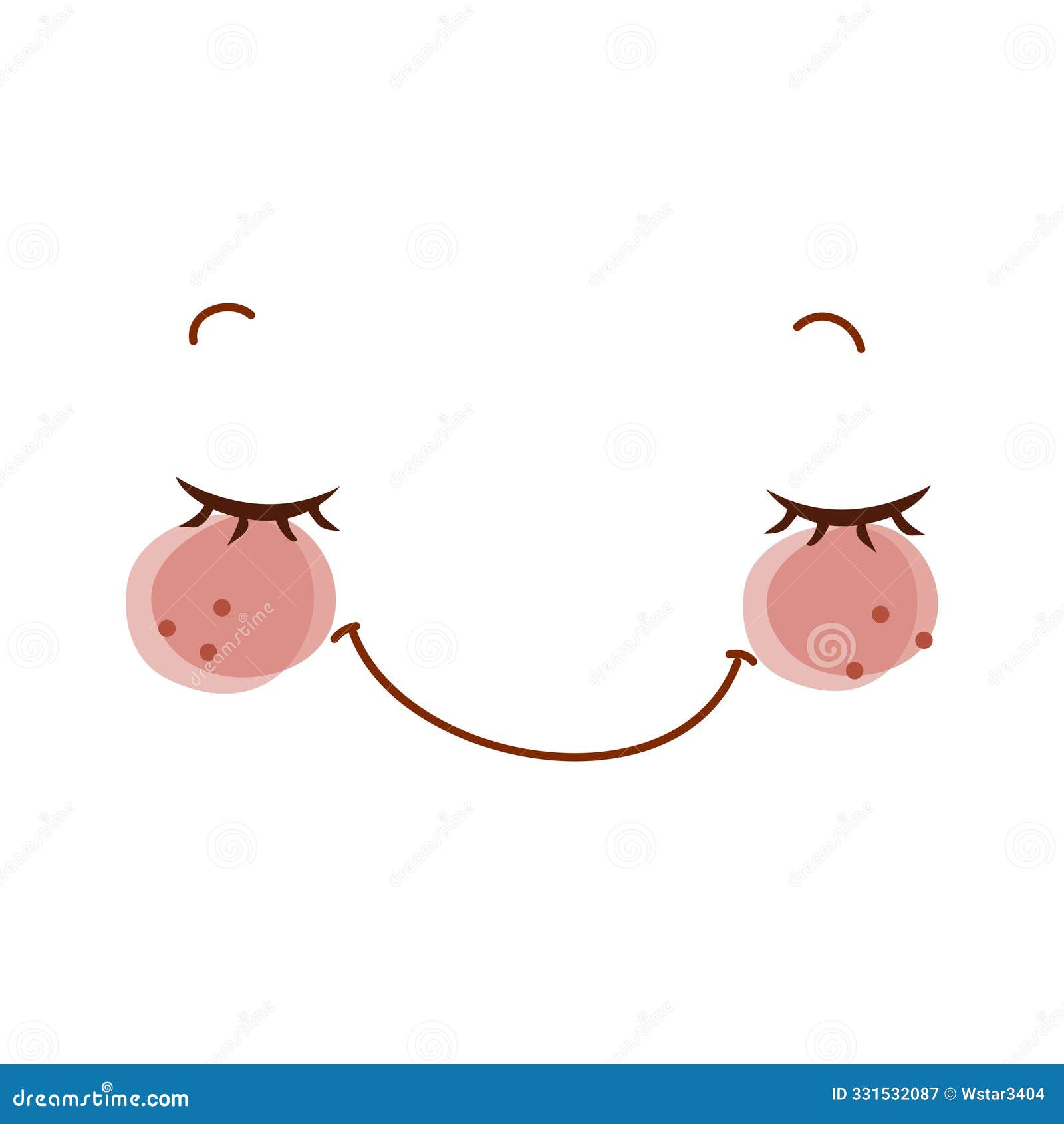 Kawaii Happy Face With Cheeks And Eyes Illustration Cartoon Vector ...