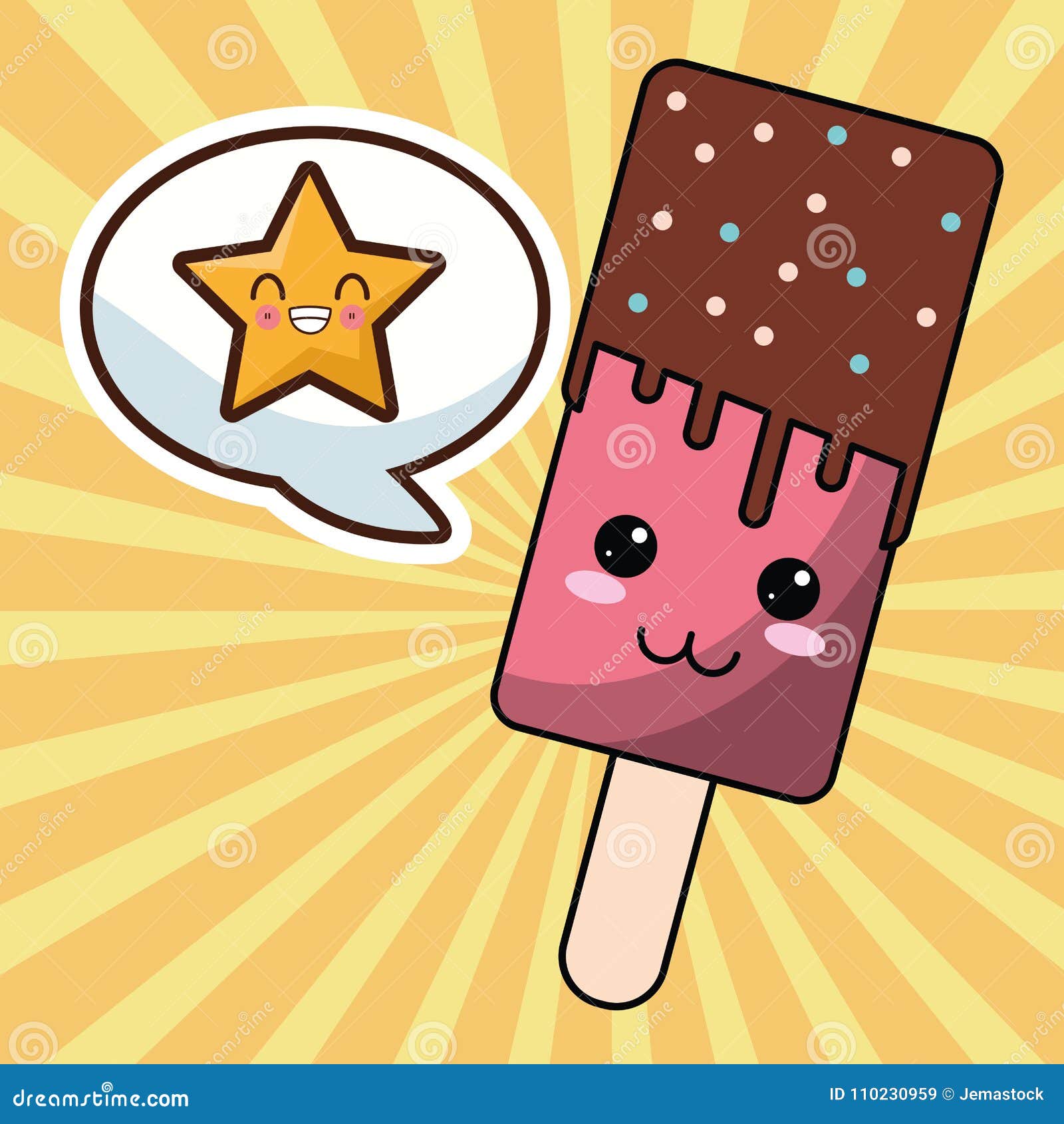Kawaii Ice Pop Bubble Speech Image Stock Vector - Illustration of ...