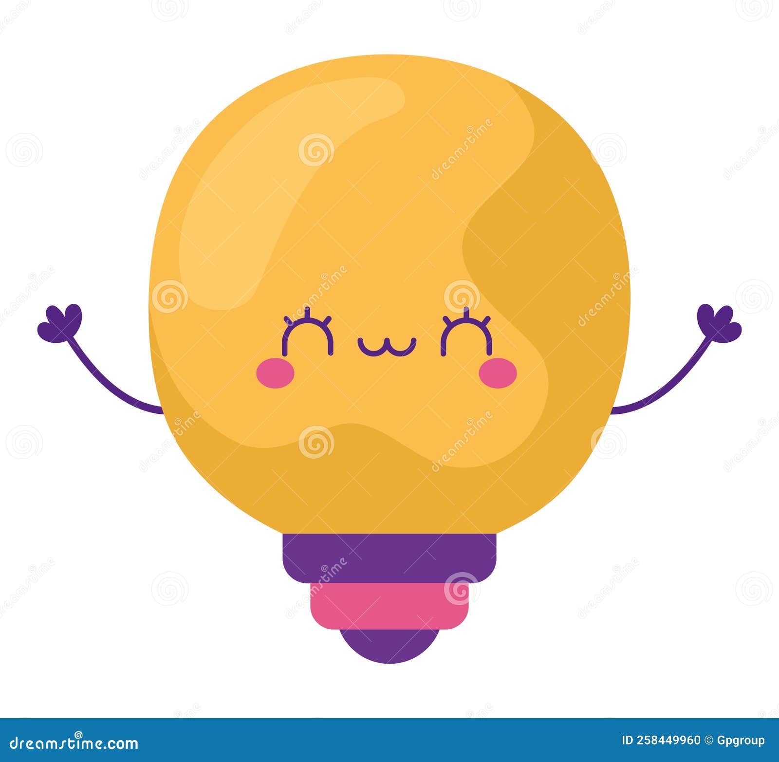 Kawaii light bulb stock illustration. Illustration of think - 258449960