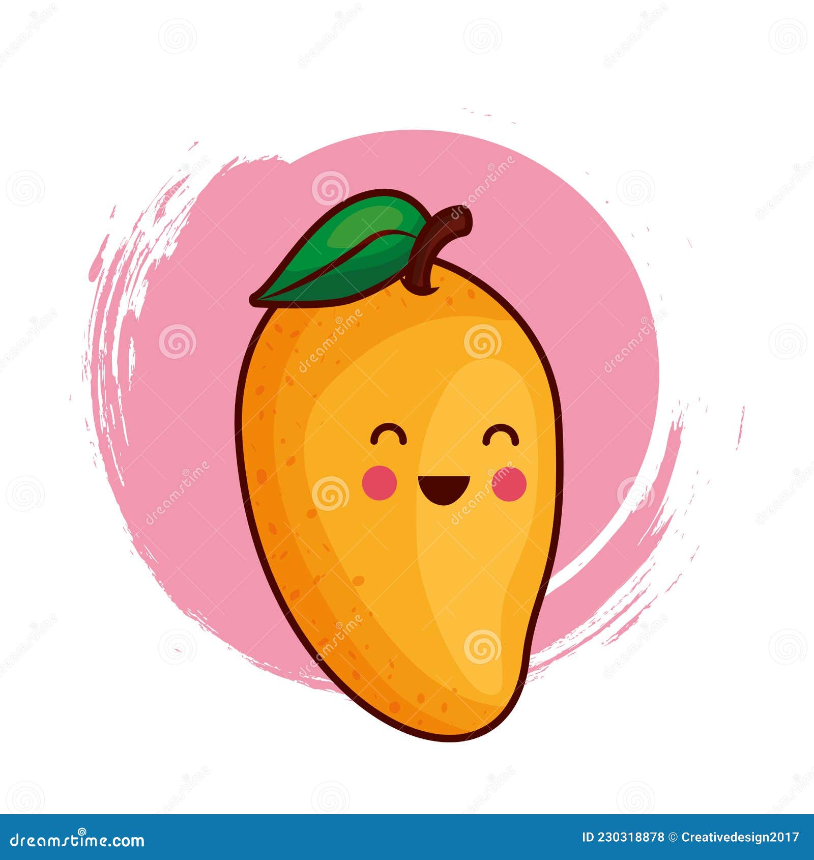 Kawaii mango character stock vector. Illustration of smile - 230318878