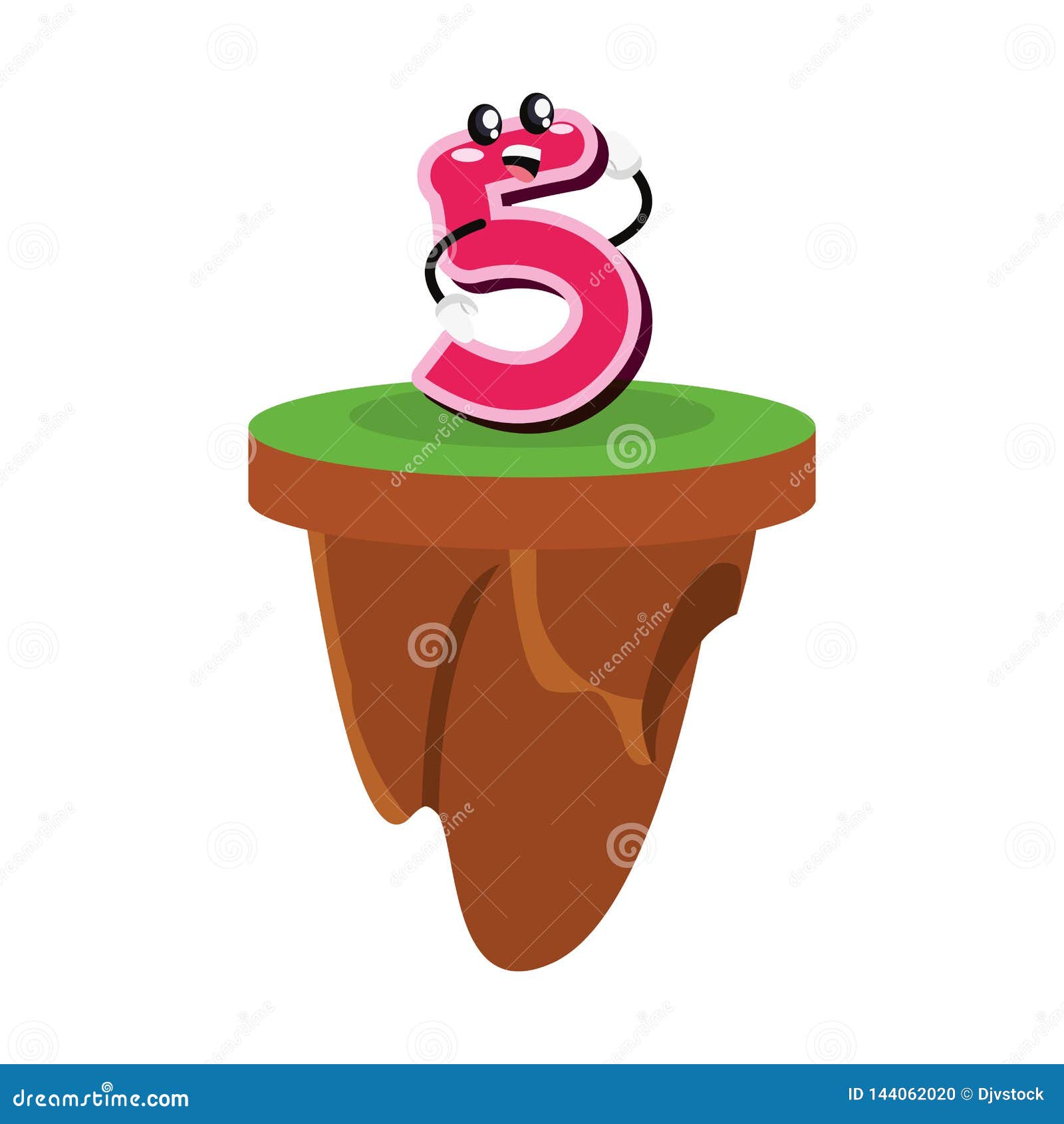 Kawaii Number Five Character Cartoon Stock Illustration - Illustration ...