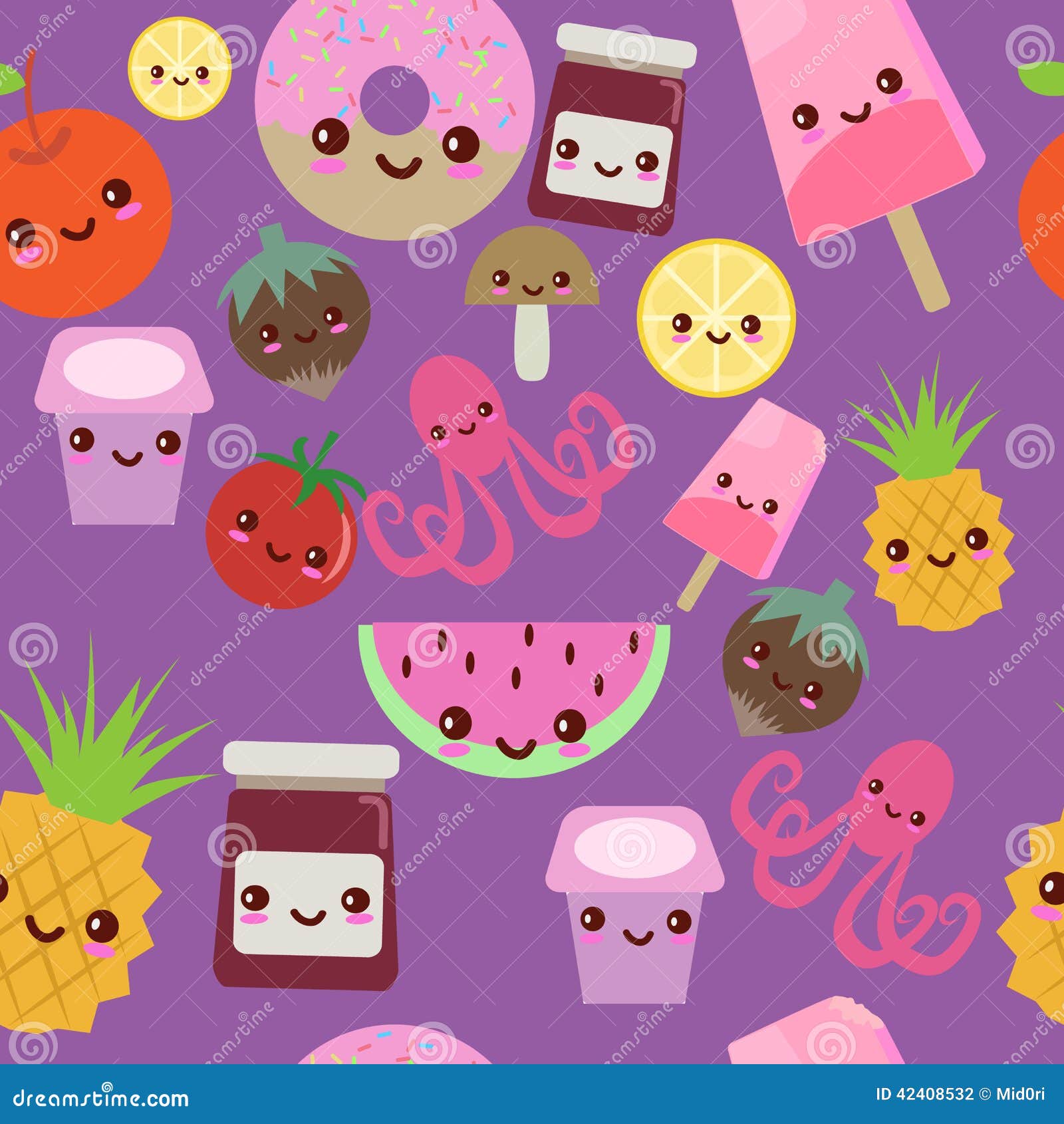 Kawaii pattern stock vector. Illustration of kids, cute - 42408532