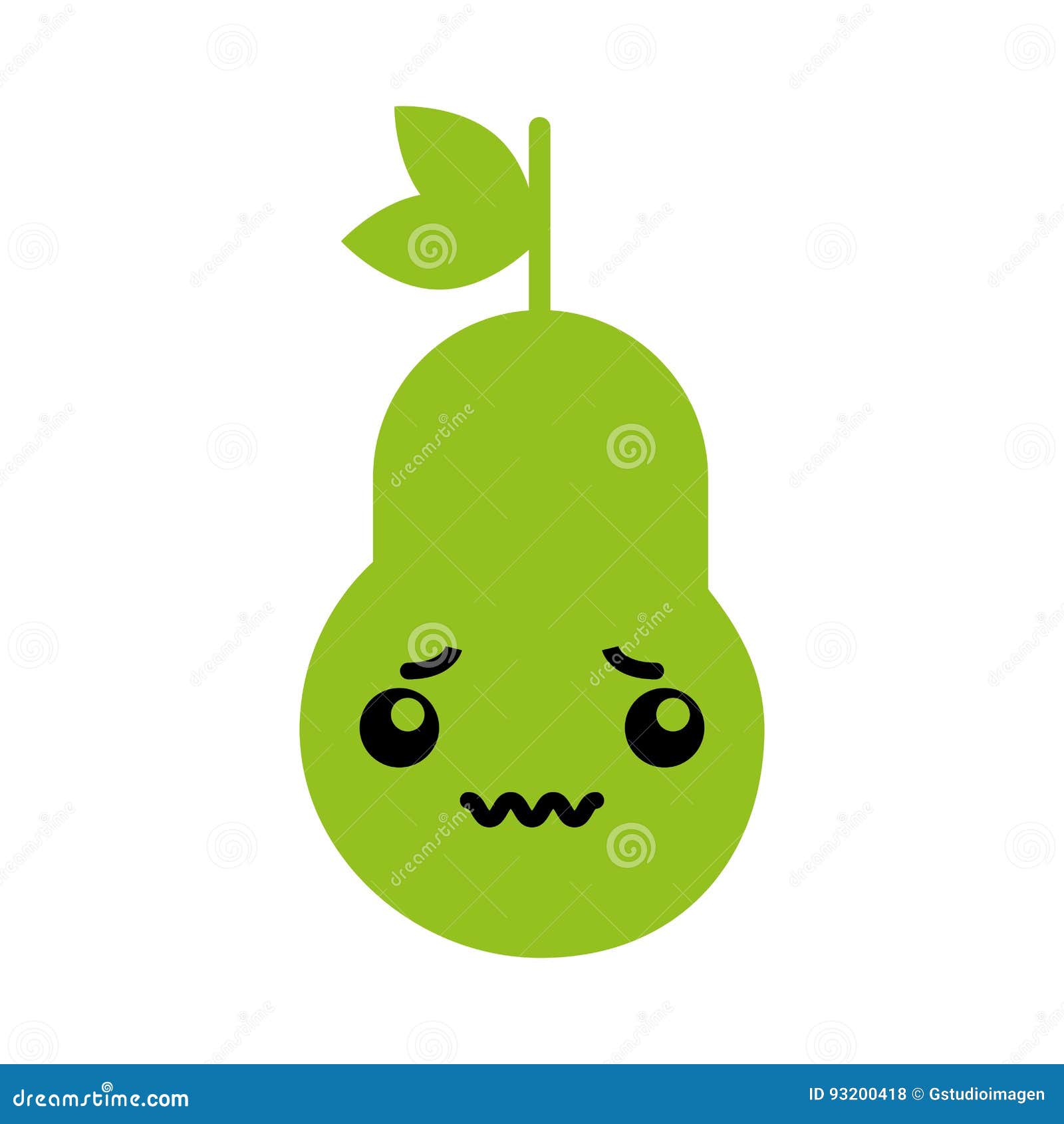 Kawaii pear cartoon stock vector. Illustration of despair - 93200418