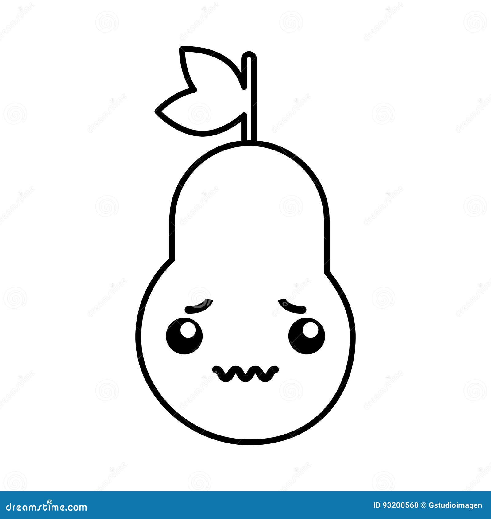 Kawaii Pear Pie Coloring Page For Kids. Outline Cartoon Vector ...