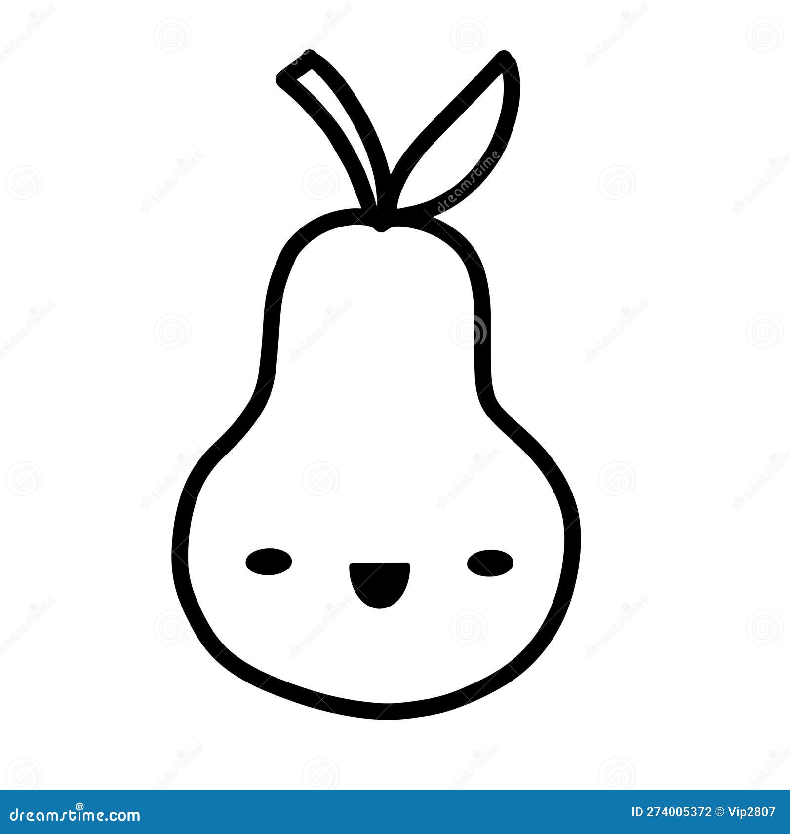 Kawaii Pear Pie Coloring Page For Kids. Outline Cartoon Vector ...