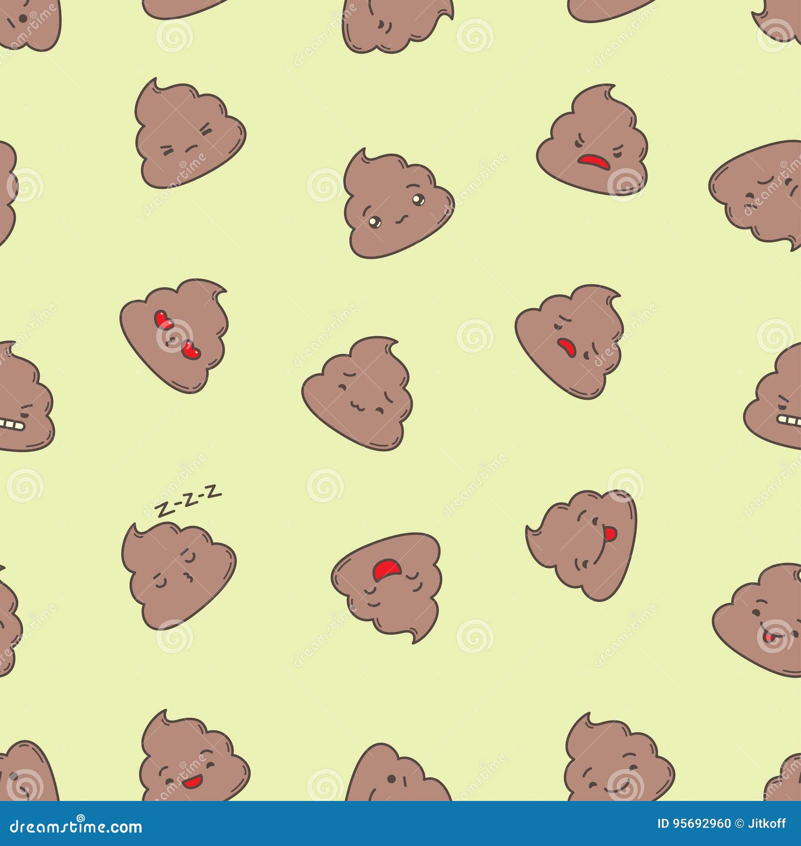 Poop Seamless Pattern. Vector Poop On A Beige Background. Emotional ...