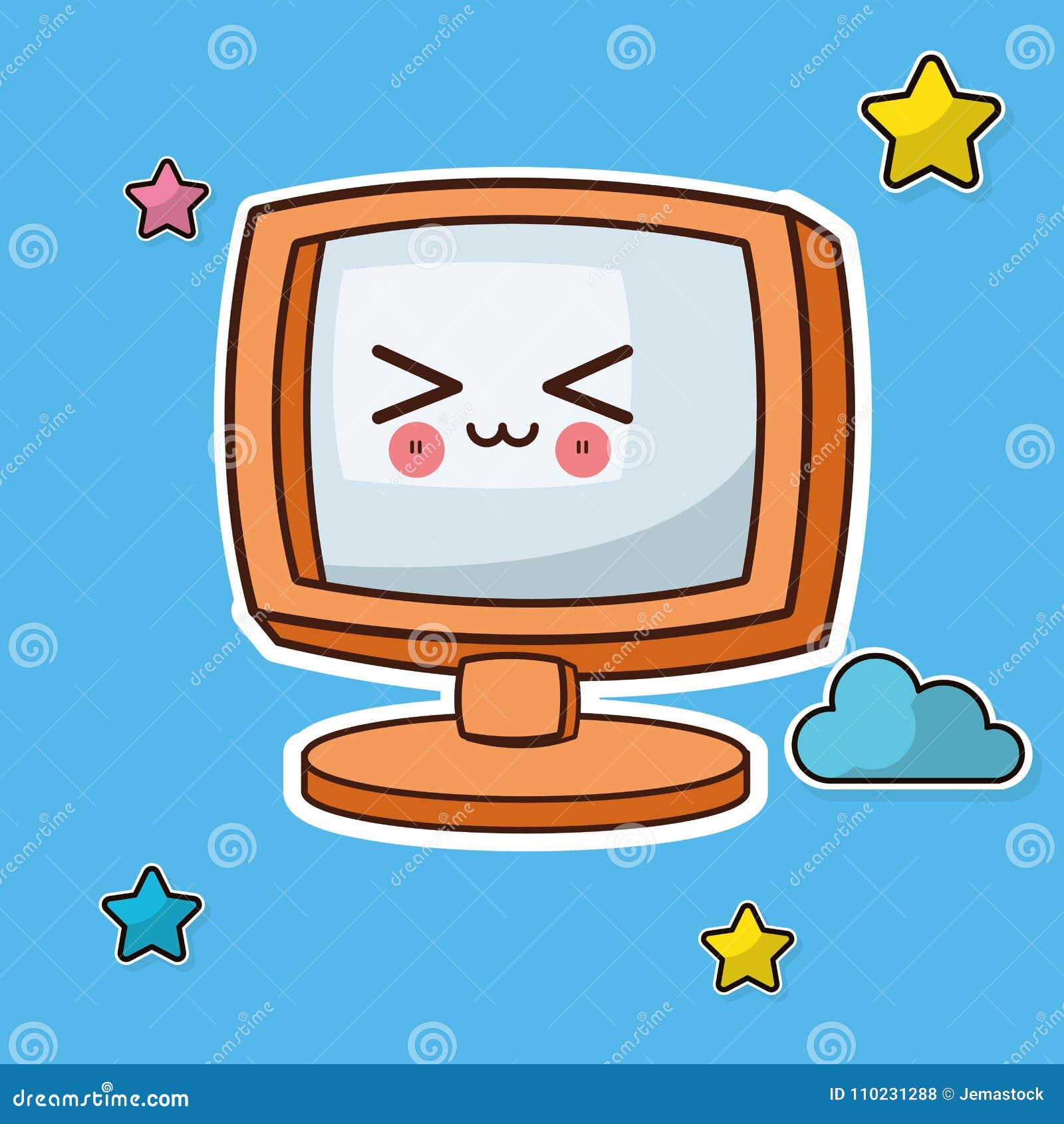 Kawaii Screen Computer Image Stock Vector - Illustration of comic ...