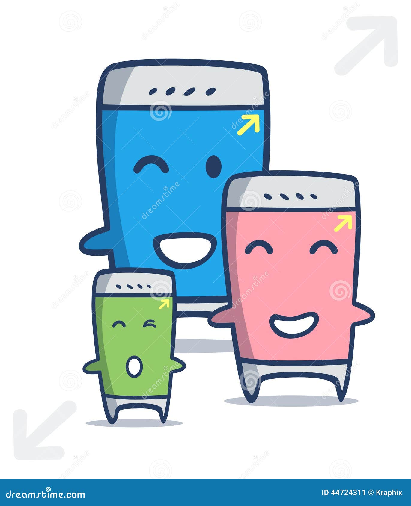 Kawaii Smart Phone Cartoon in Different Sizes Stock Vector ...