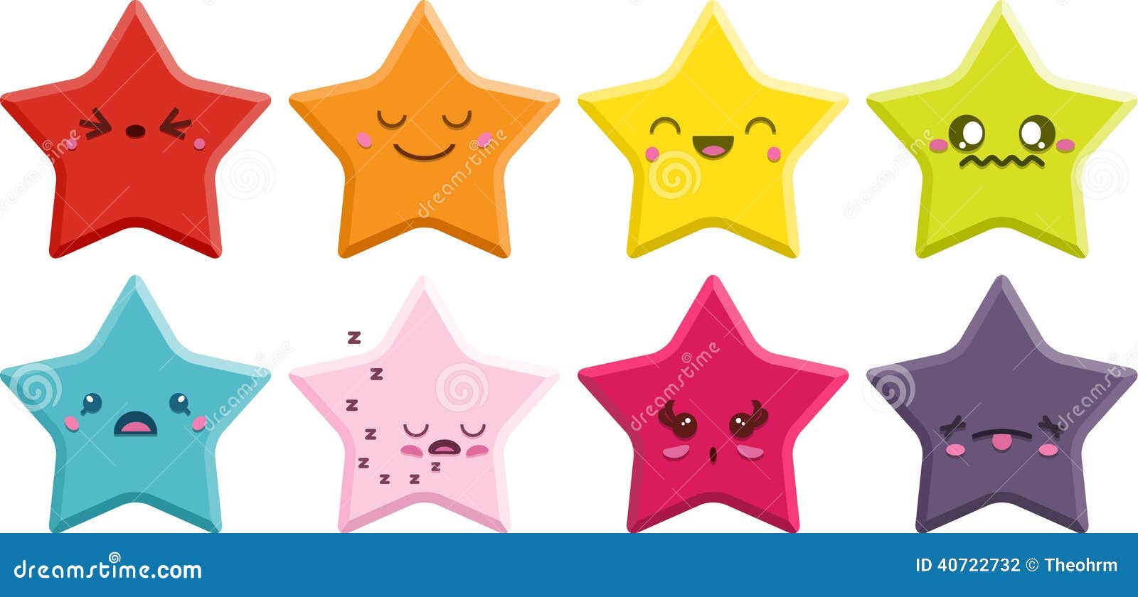 Kawaii Stars Set stock vector. Illustration of anthropomorphic - 40722732