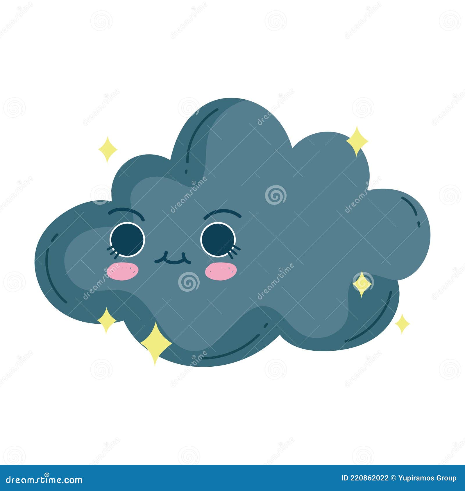 Kawaii storm cloud stock vector. Illustration of beautiful - 220862022