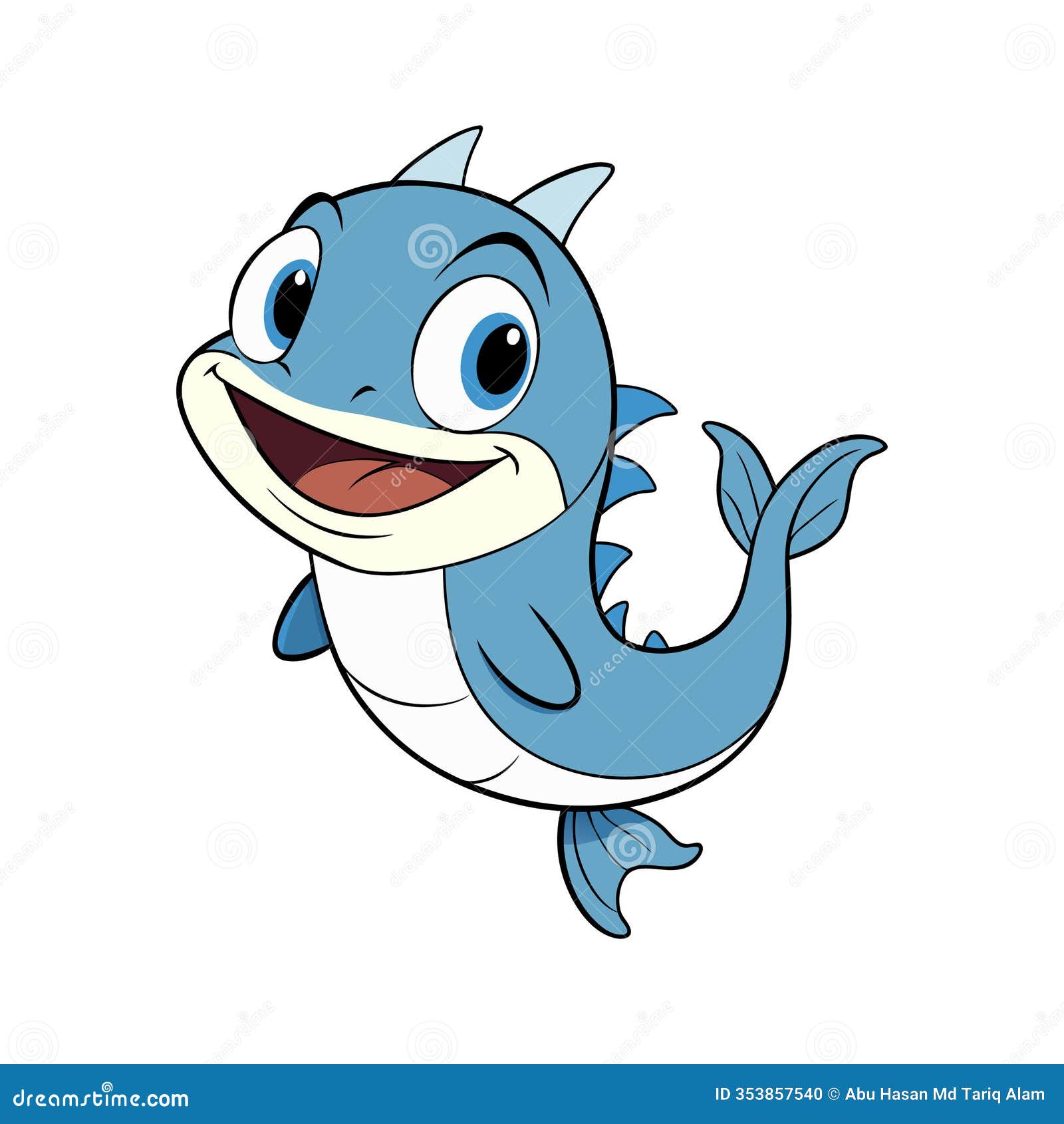 A Kawaii Style Smiling Cartoon Cat Fish Stock Illustration ...