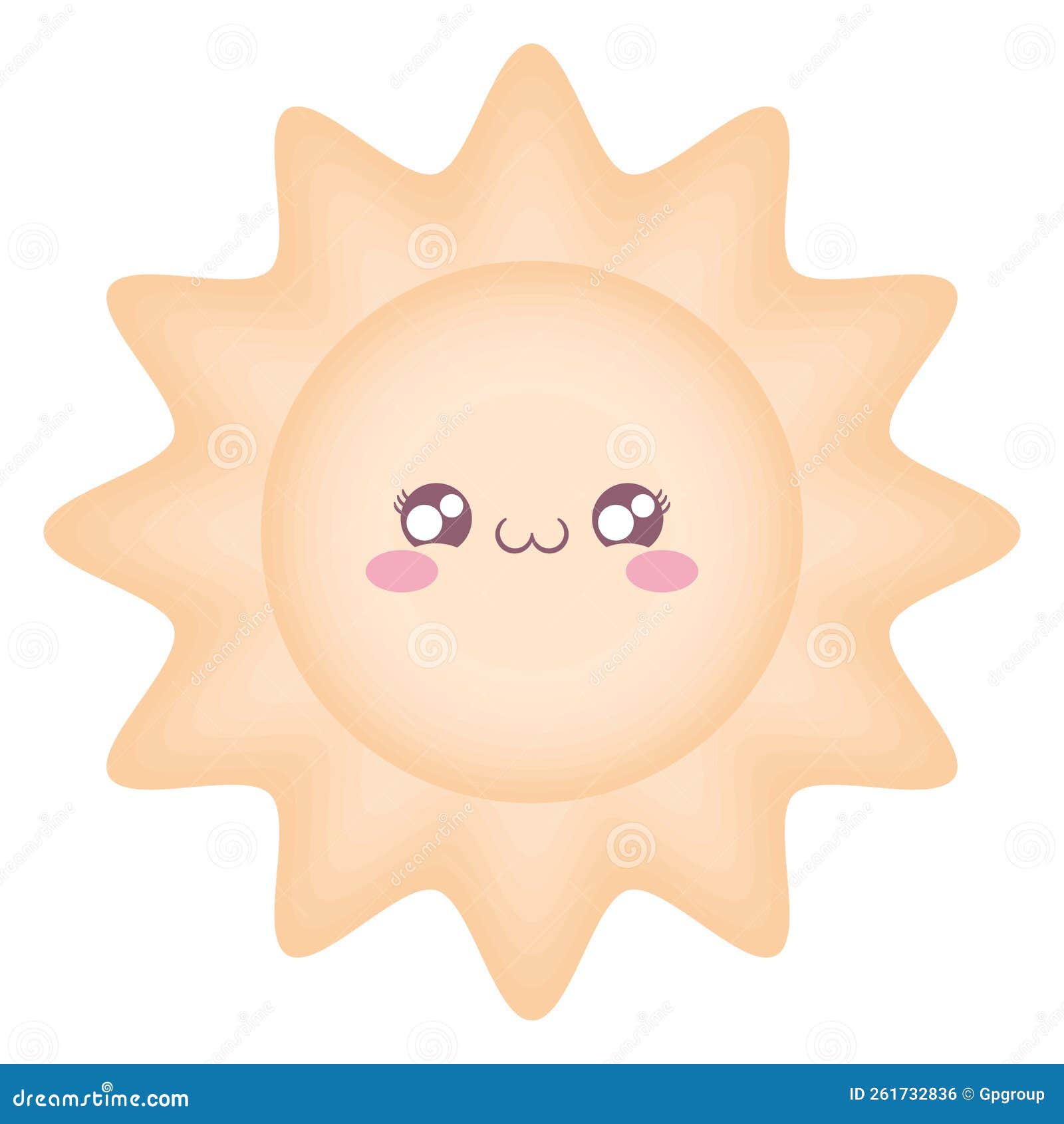Kawaii sun design stock vector. Illustration of kawaii - 261732836