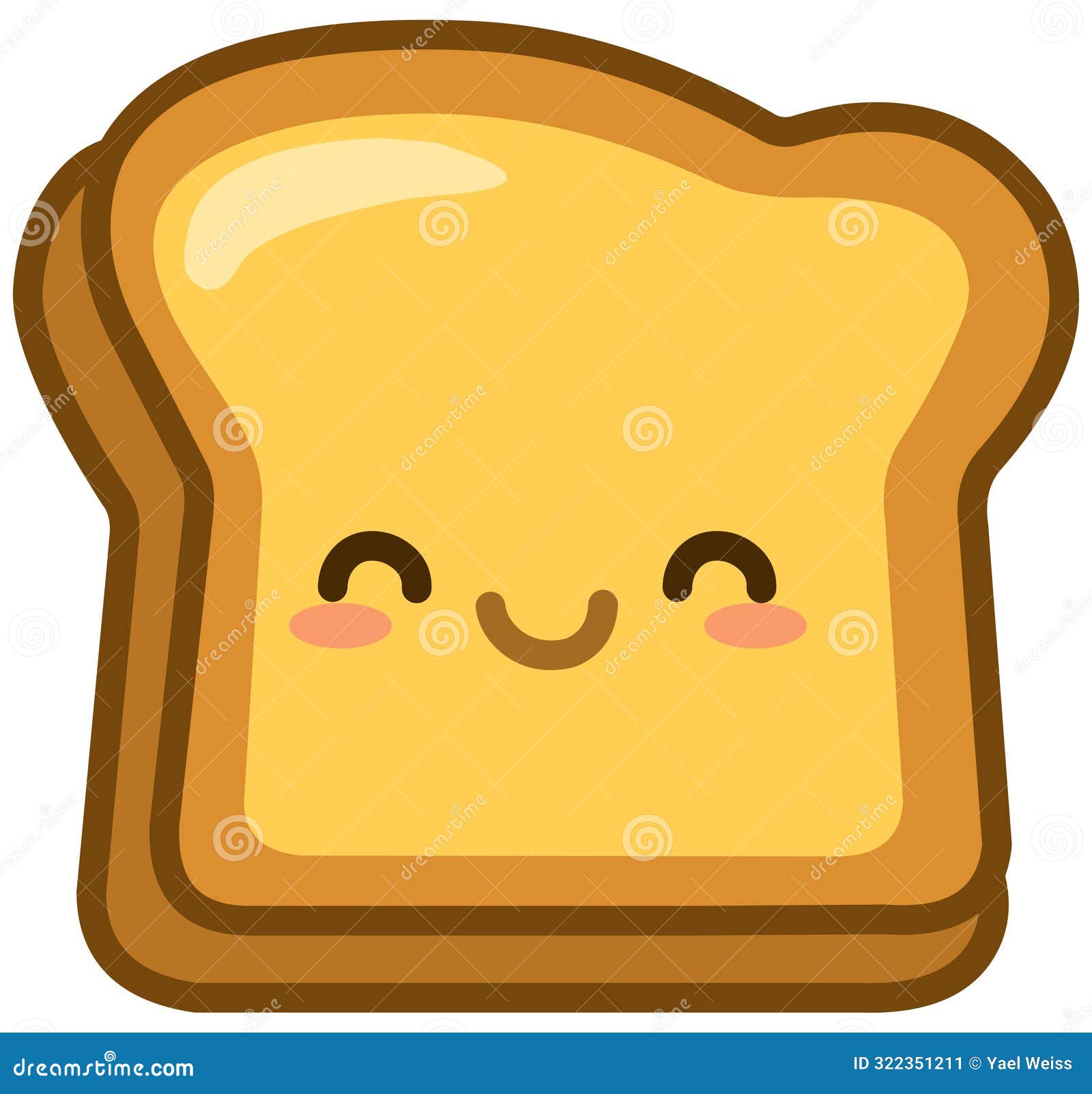 Kawaii Toast stock vector. Illustration of smile, kawai - 322351211