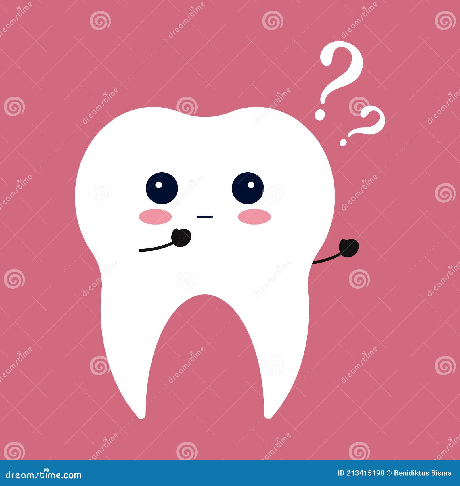 Kawaii Tooth with a Confused Expression Stock Vector - Illustration of ...